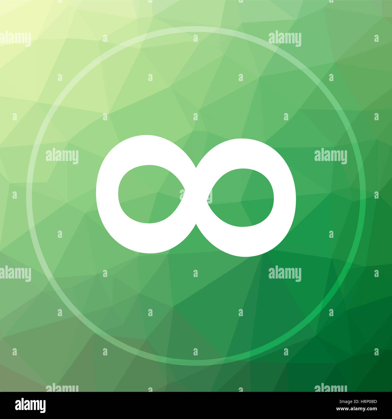 Infinity sign icon. Infinity sign website button on green low poly ...