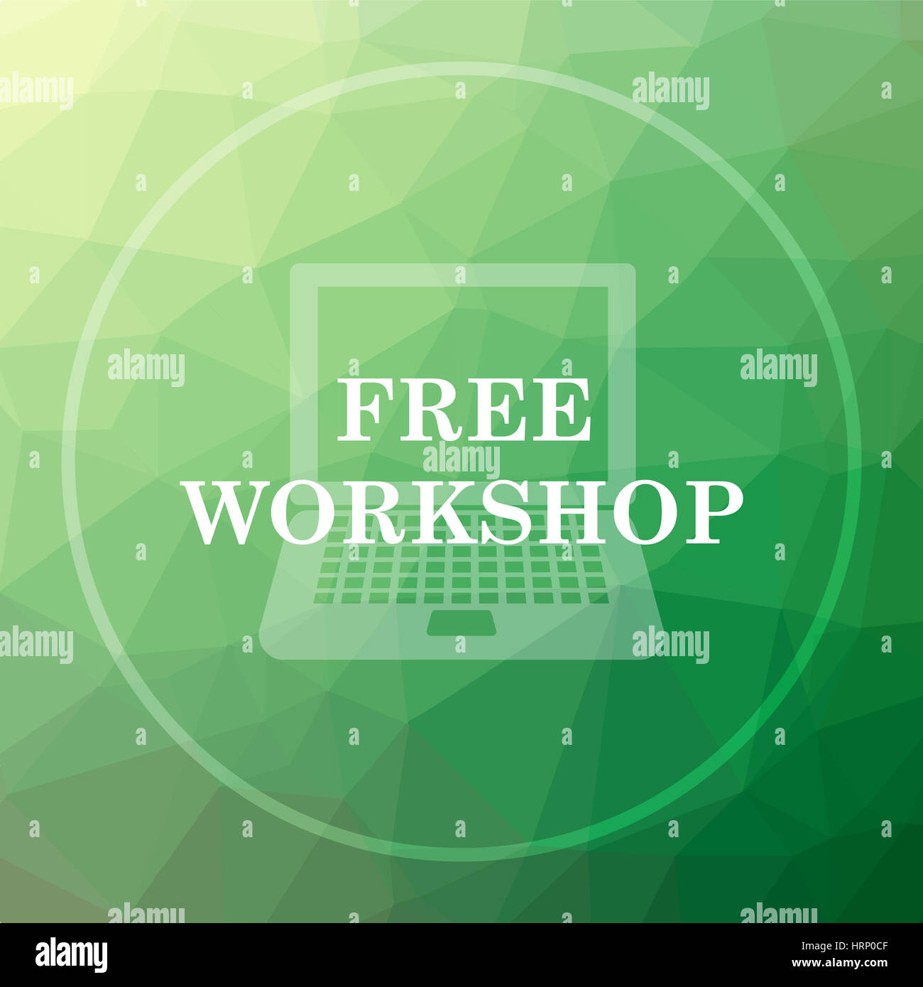Free workshop icon. Free workshop website button on green low poly ...
