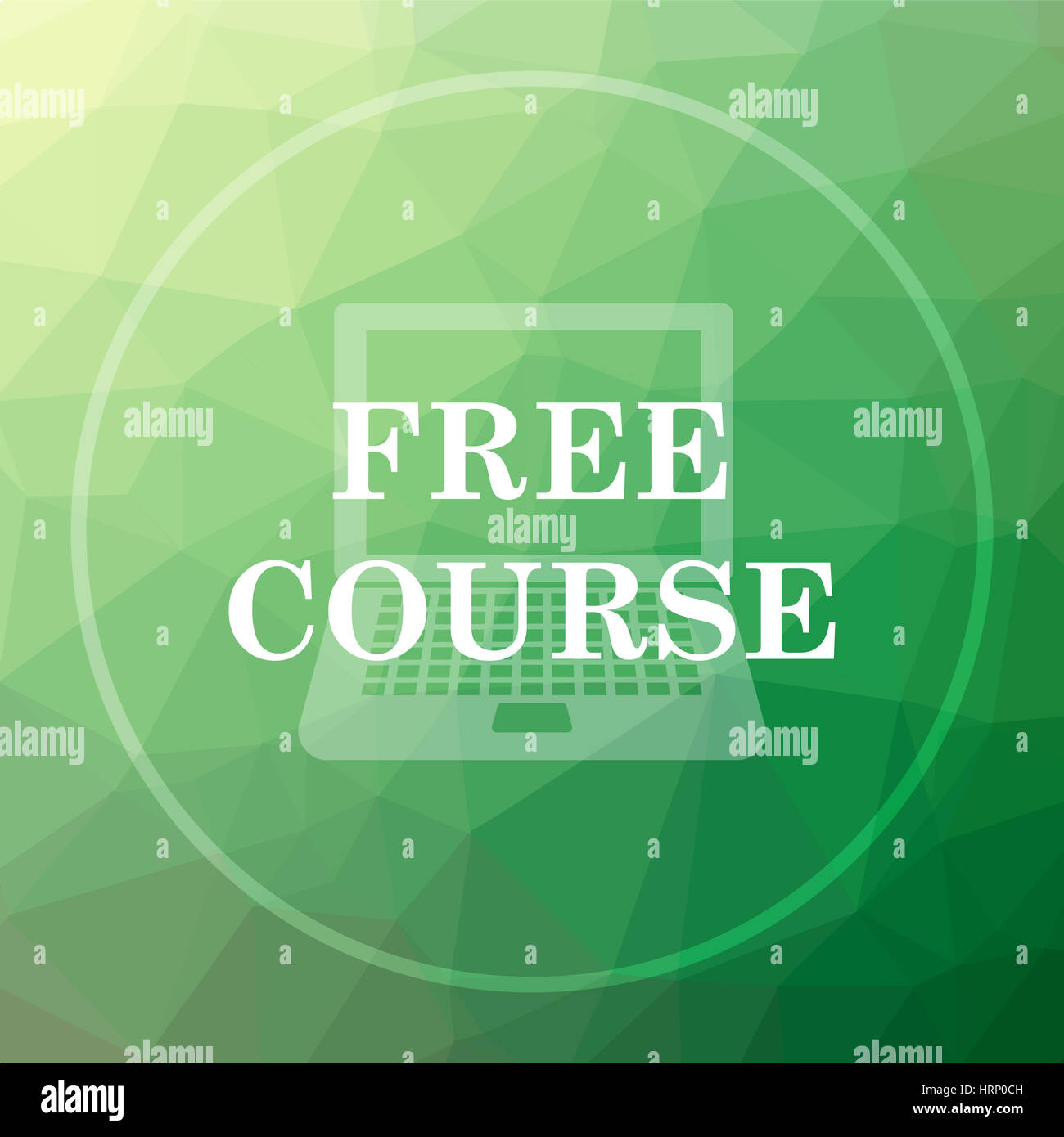 Free course icon. Free course website button on green low poly ...