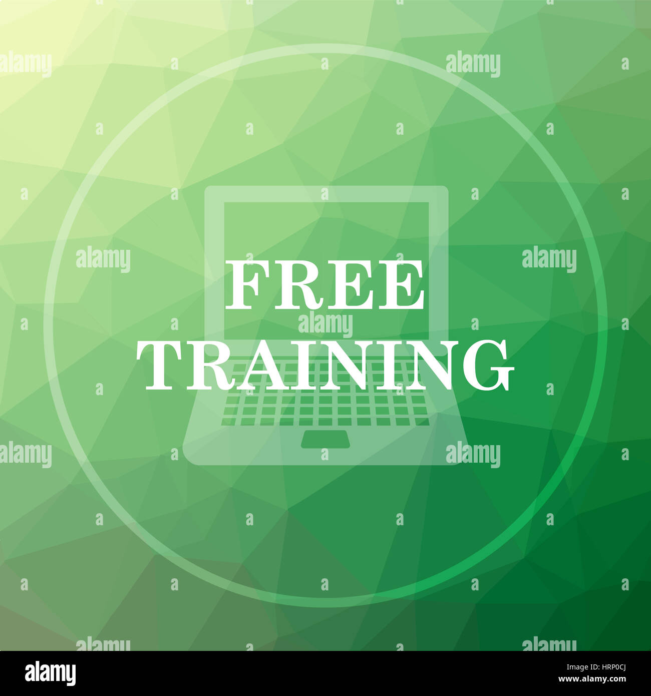 Free training icon. Free training website button on green low poly ...