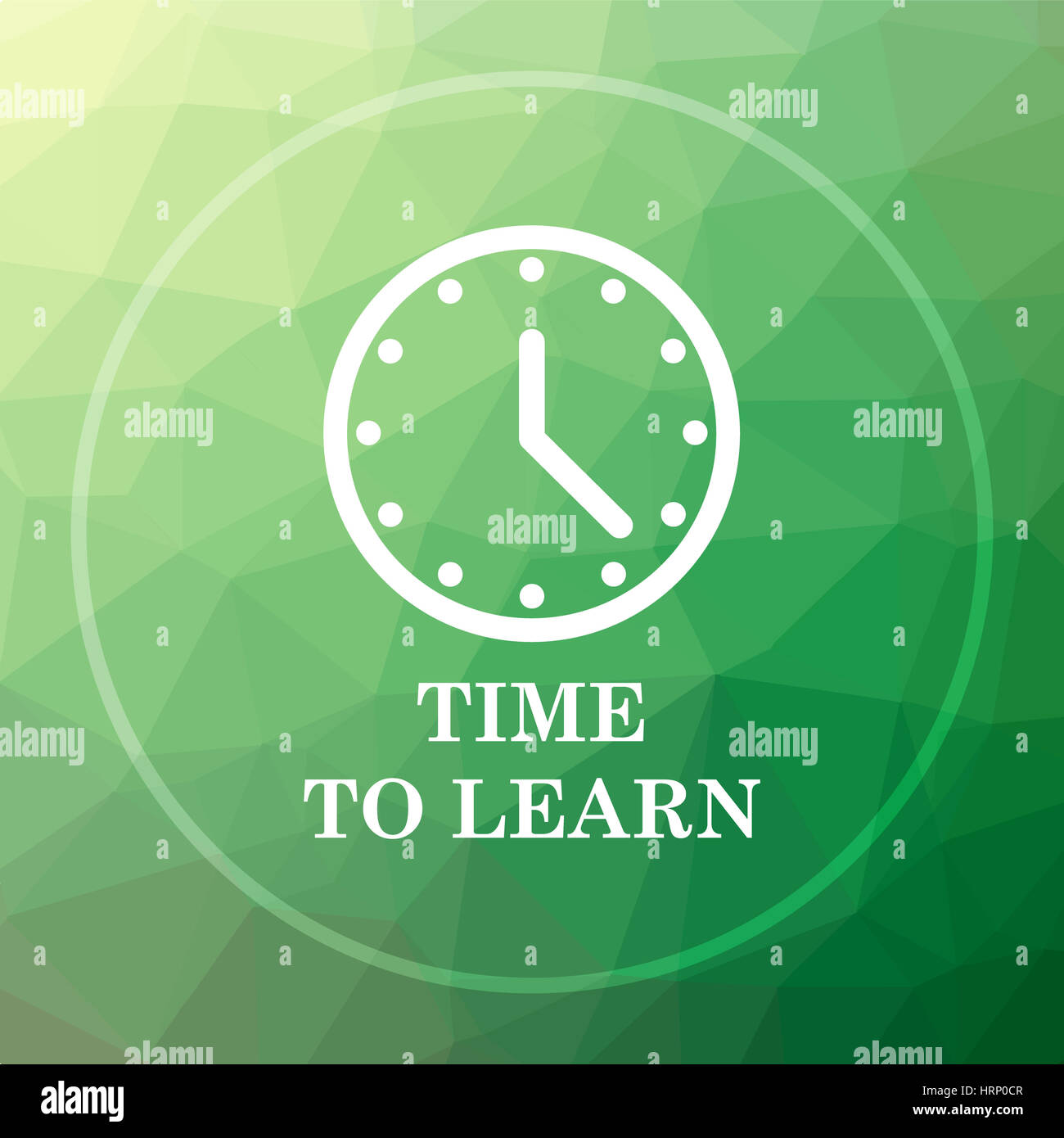 Time to learn icon. Time to learn website button on green low poly ...