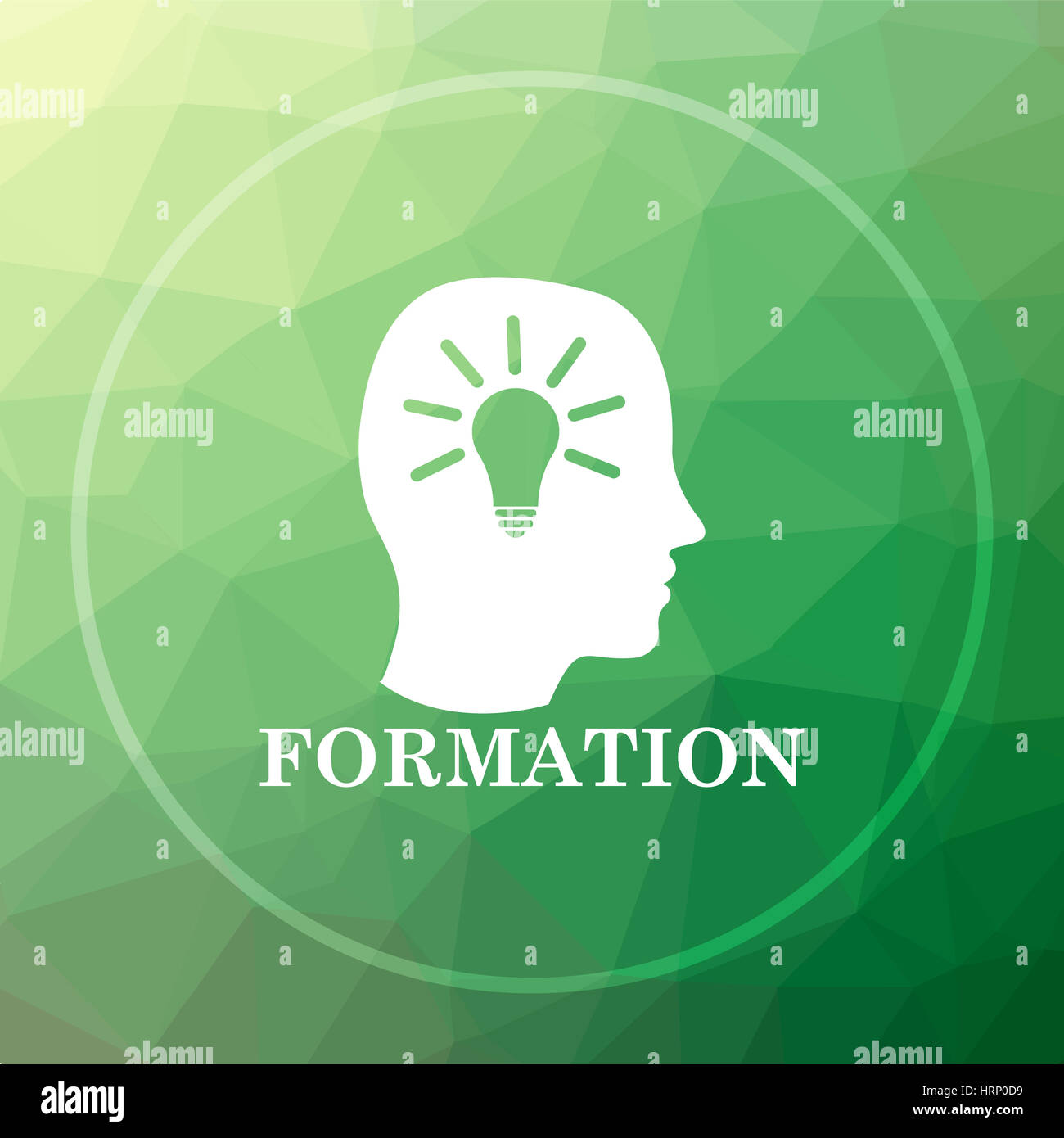 Formation icon. Formation website button on green low poly background ...