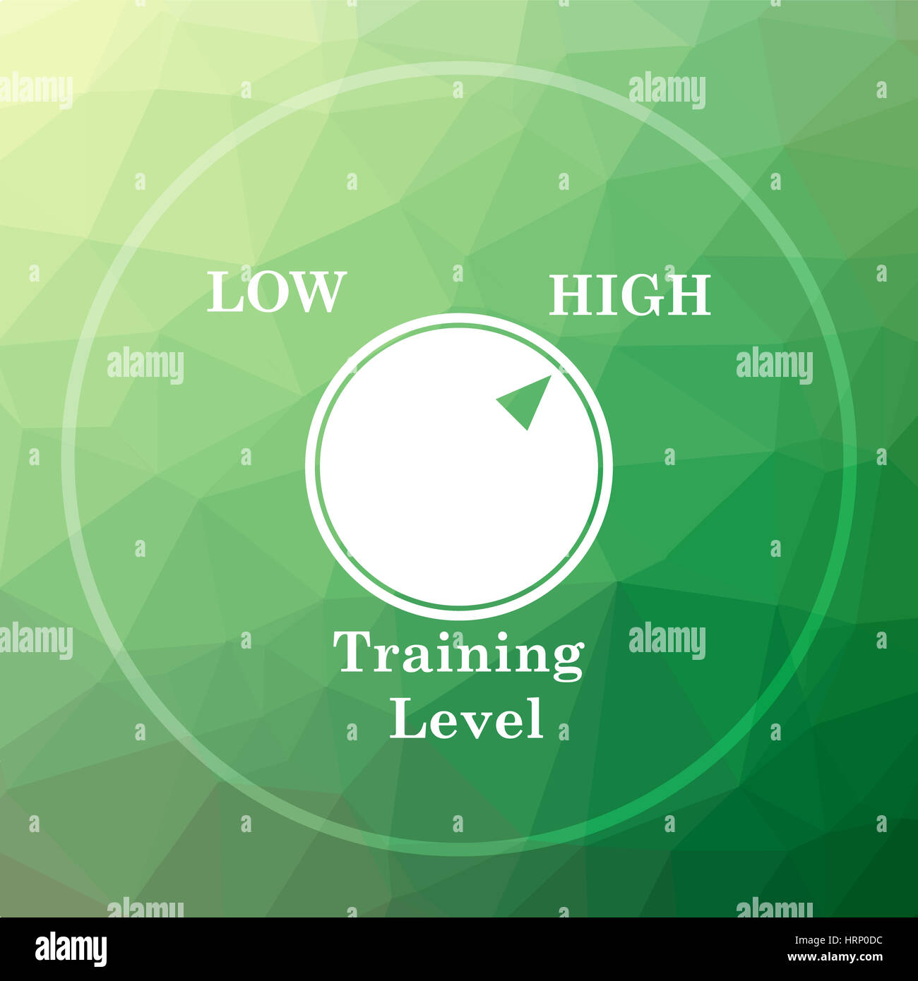 Training level icon. Training level website button on green low poly ...