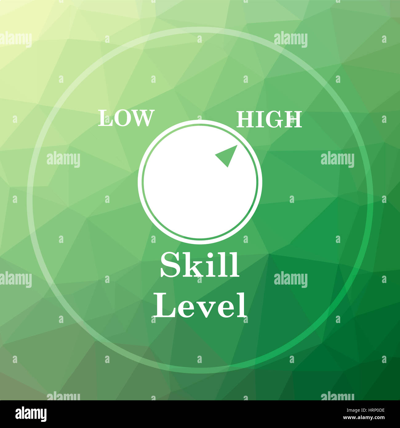 Skill level icon. Skill level website button on green low poly ...