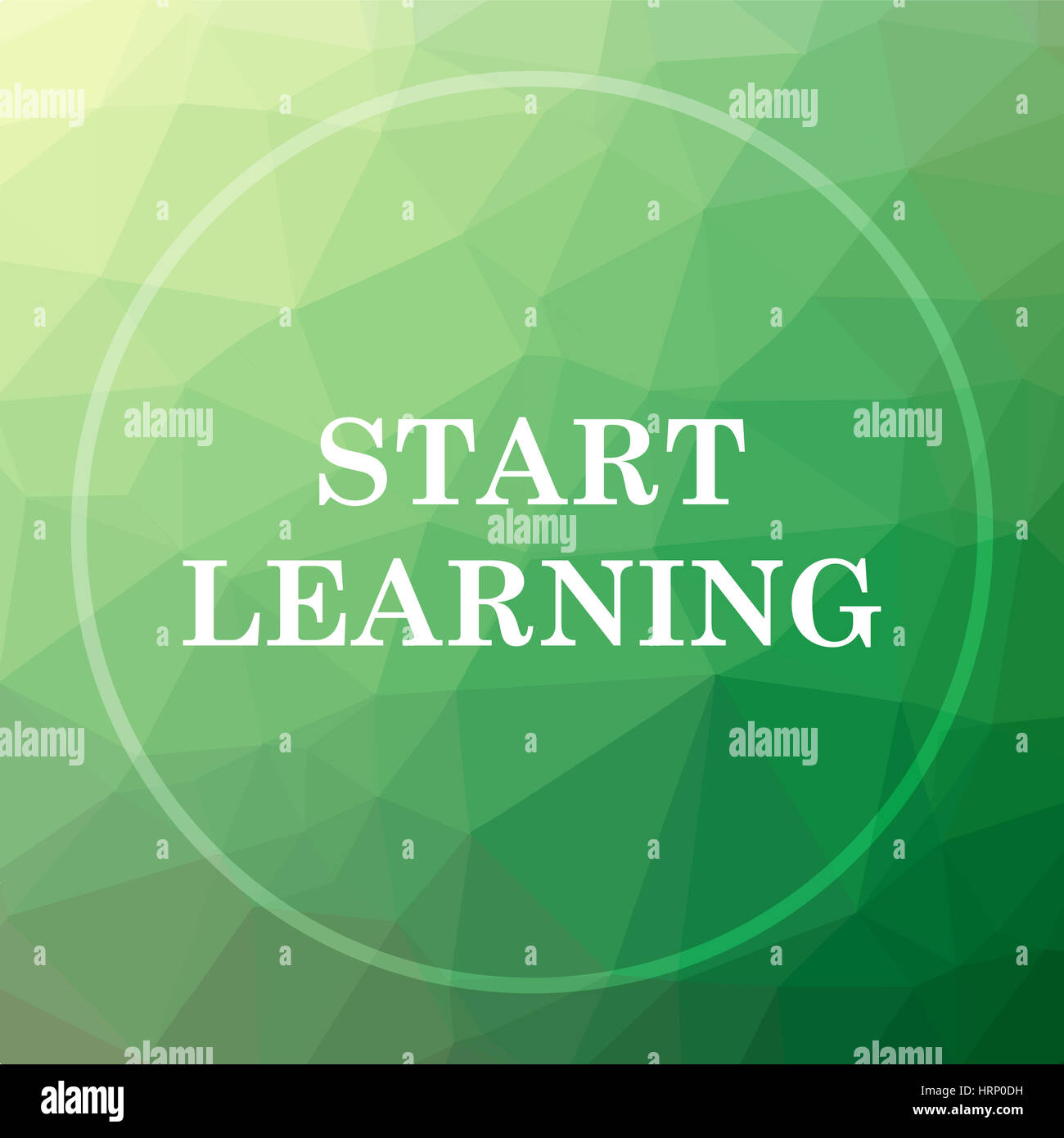 Start learn icon. Start learn website button on green low poly ...
