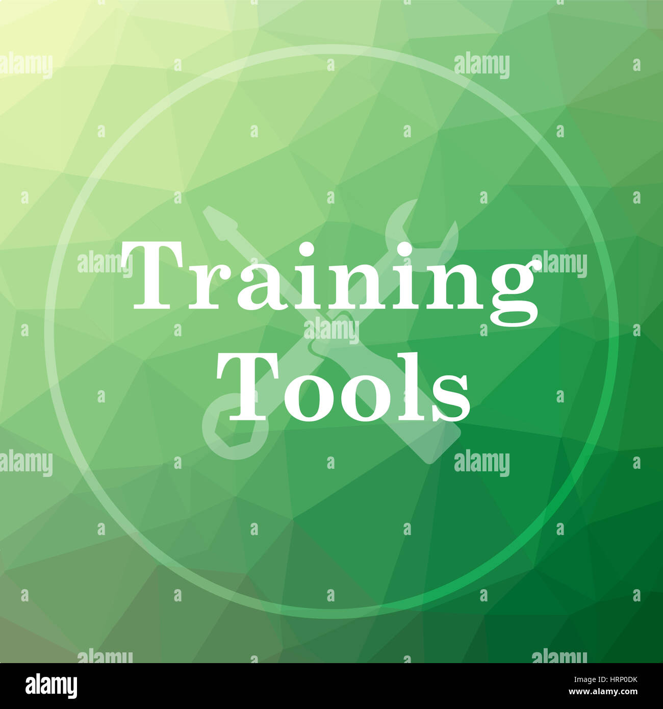 Training tools icon. Training tools website button on green low poly ...