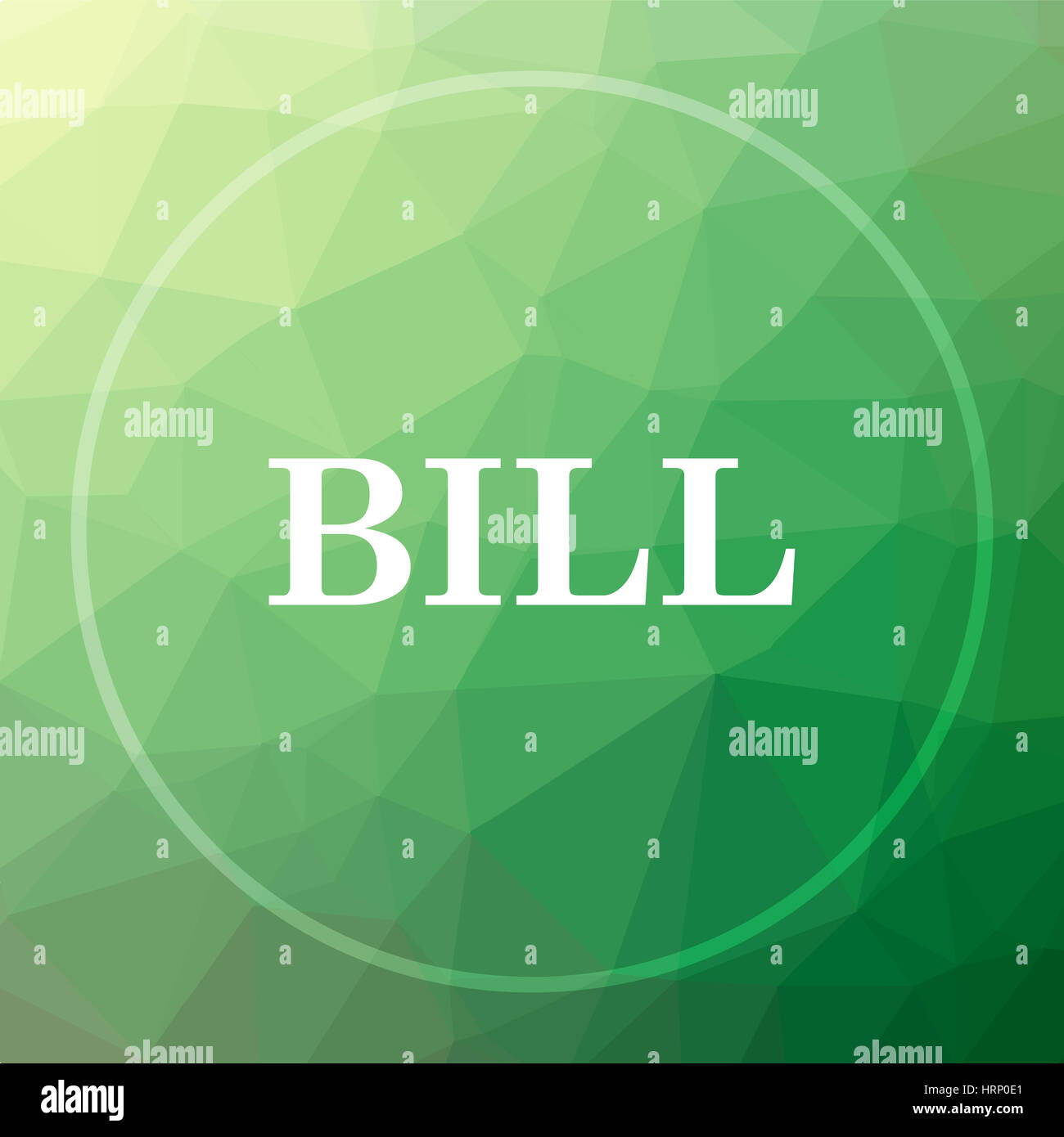 Bill icon. Bill website button on green low poly background Stock Photo ...