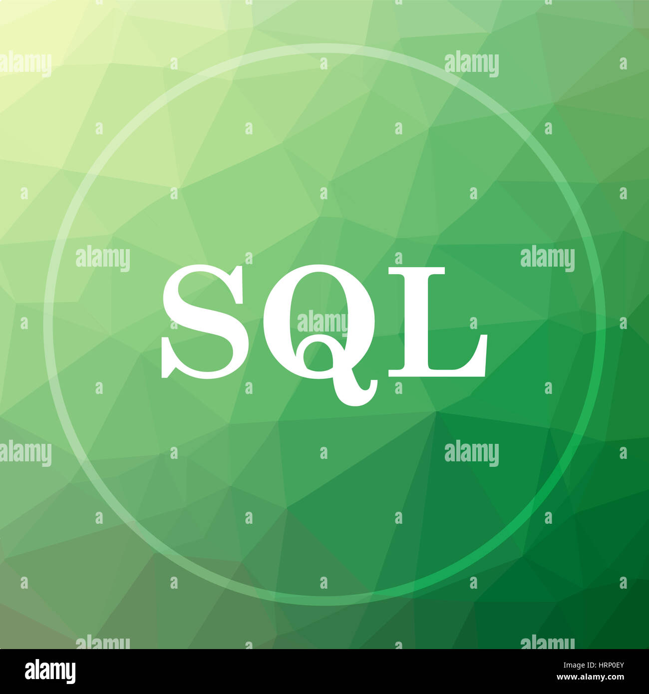 SQL icon. SQL website button on green low poly background Stock Photo ...