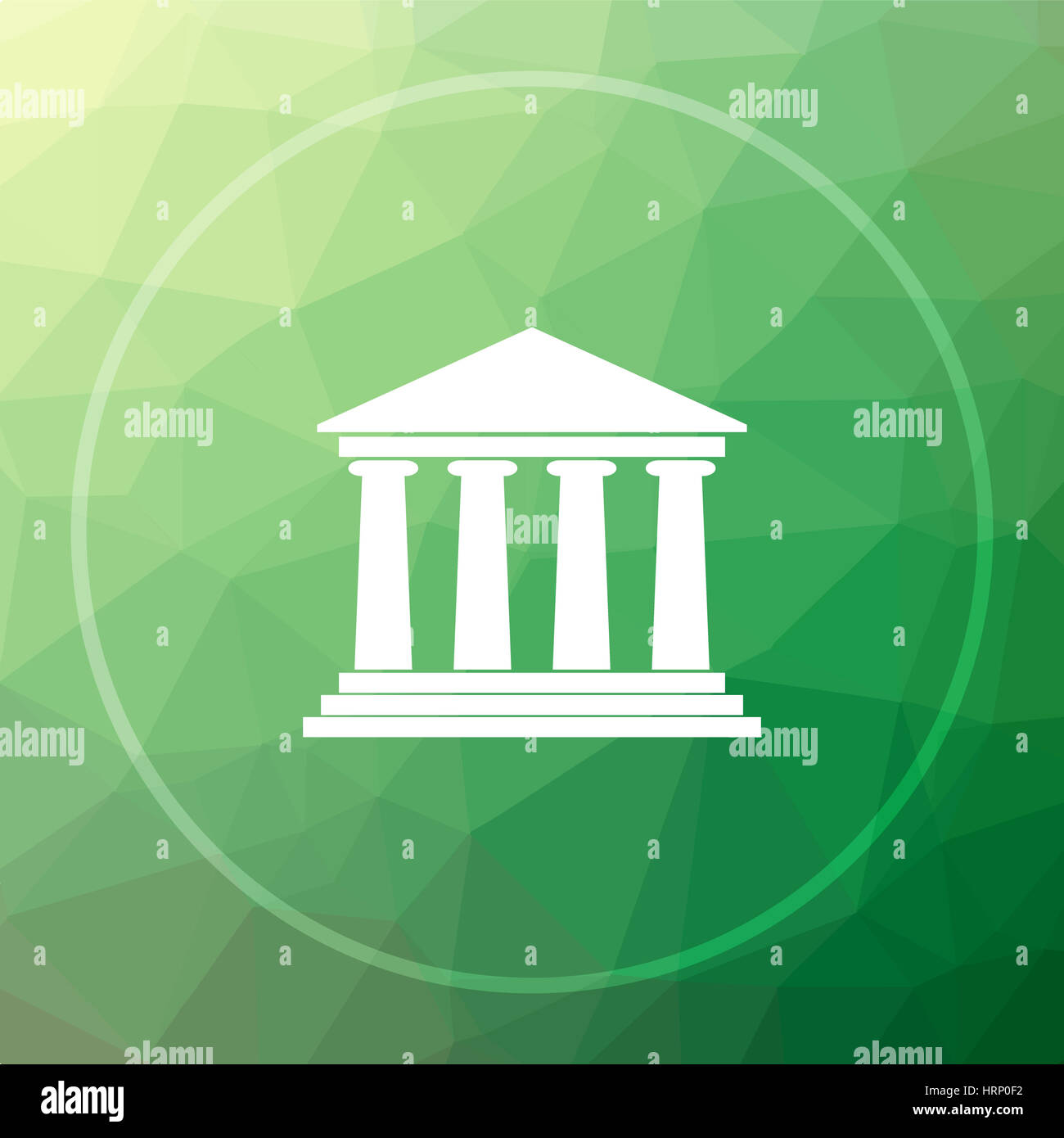 Building icon. Building website button on green low poly background ...