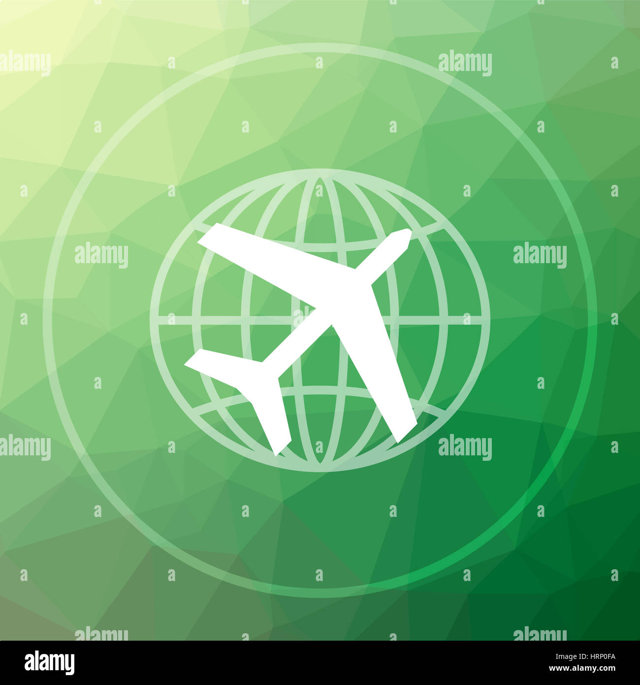 Travel icon. Travel website button on green low poly background Stock ...