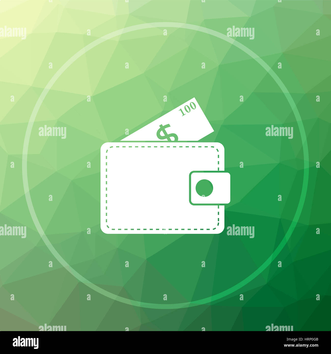Wallet icon. Wallet website button on green low poly background Stock ...