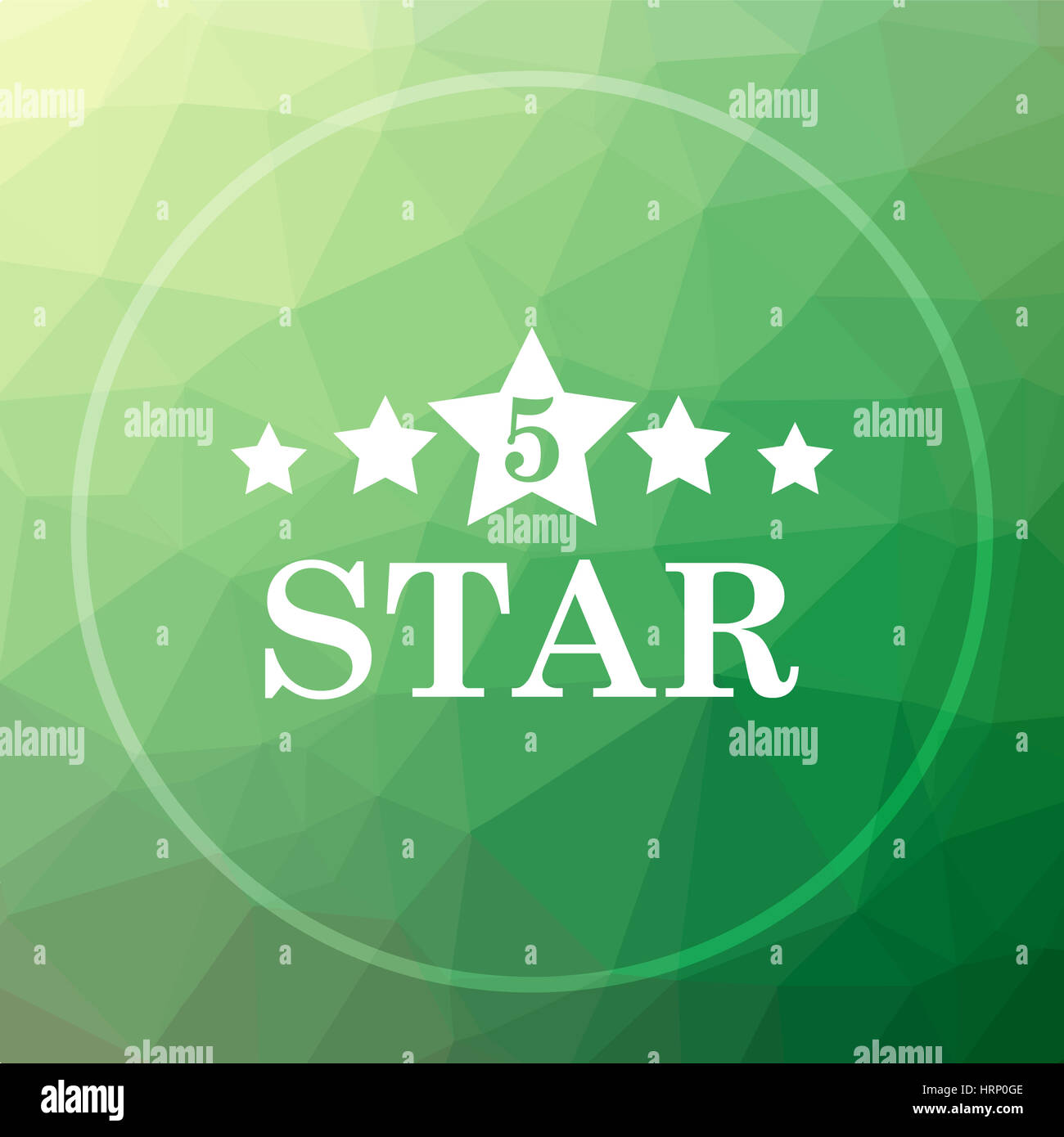 5 star icon. 5 star website button on green low poly background Stock ...