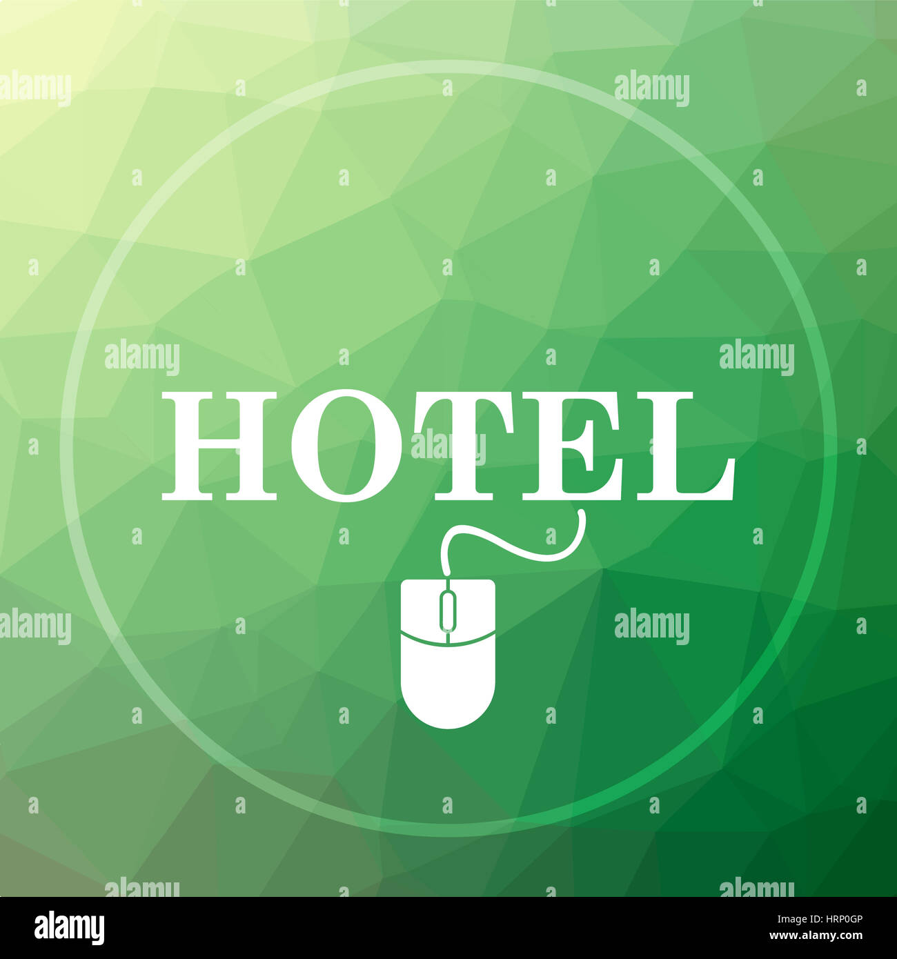 Hotel icon. Hotel website button on green low poly background Stock ...