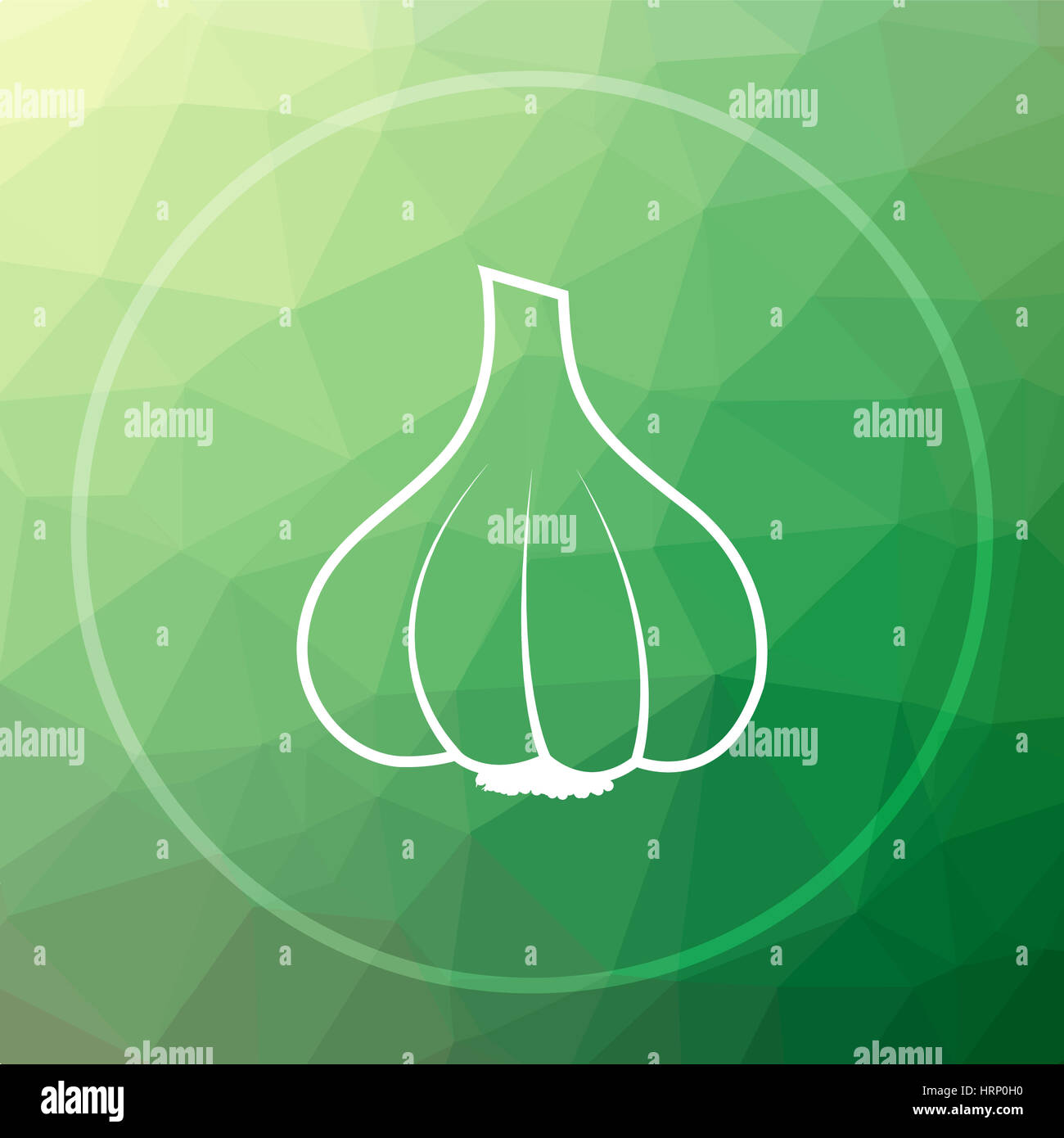 Garlic icon. Garlic website button on green low poly background Stock ...