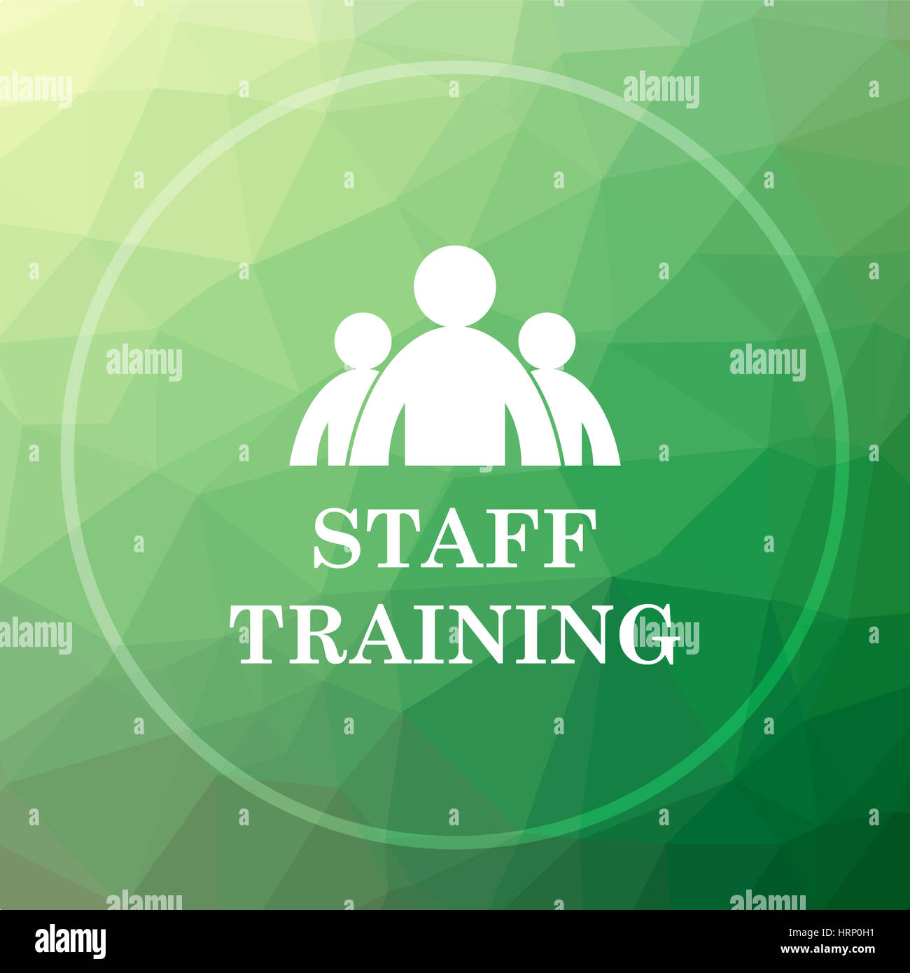 Staff training icon. Staff training website button on green low poly ...