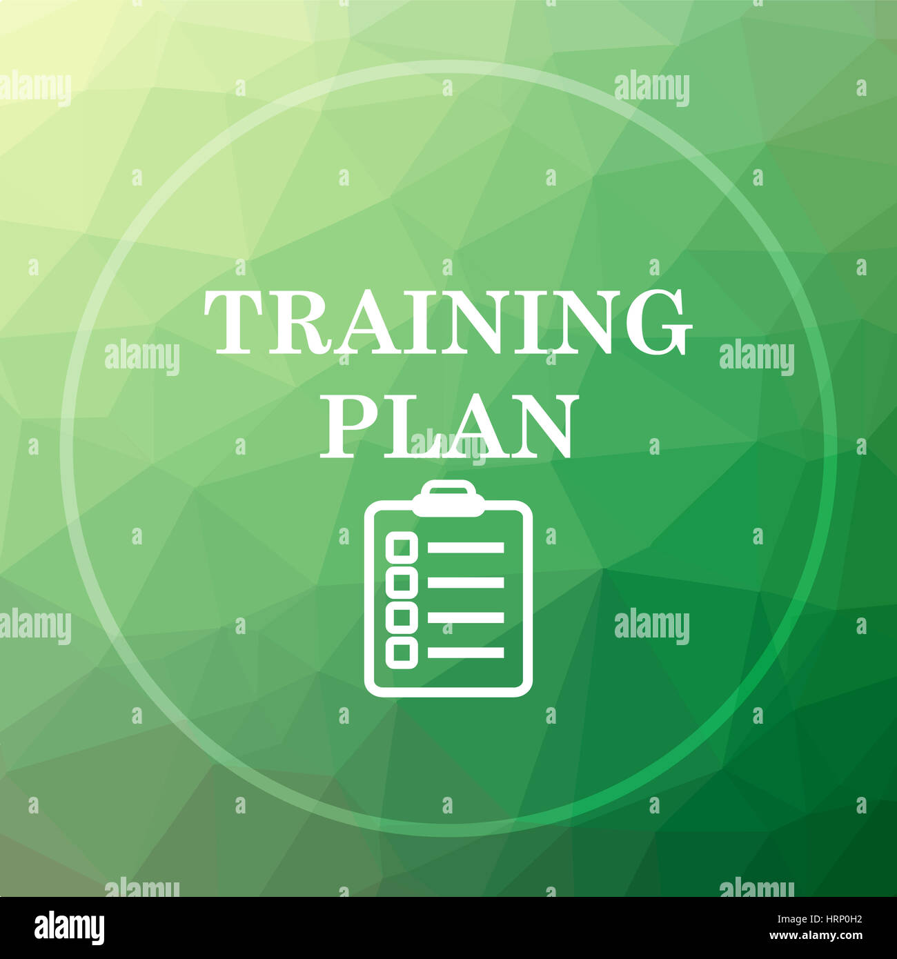 Training plan icon. Training plan website button on green low poly ...