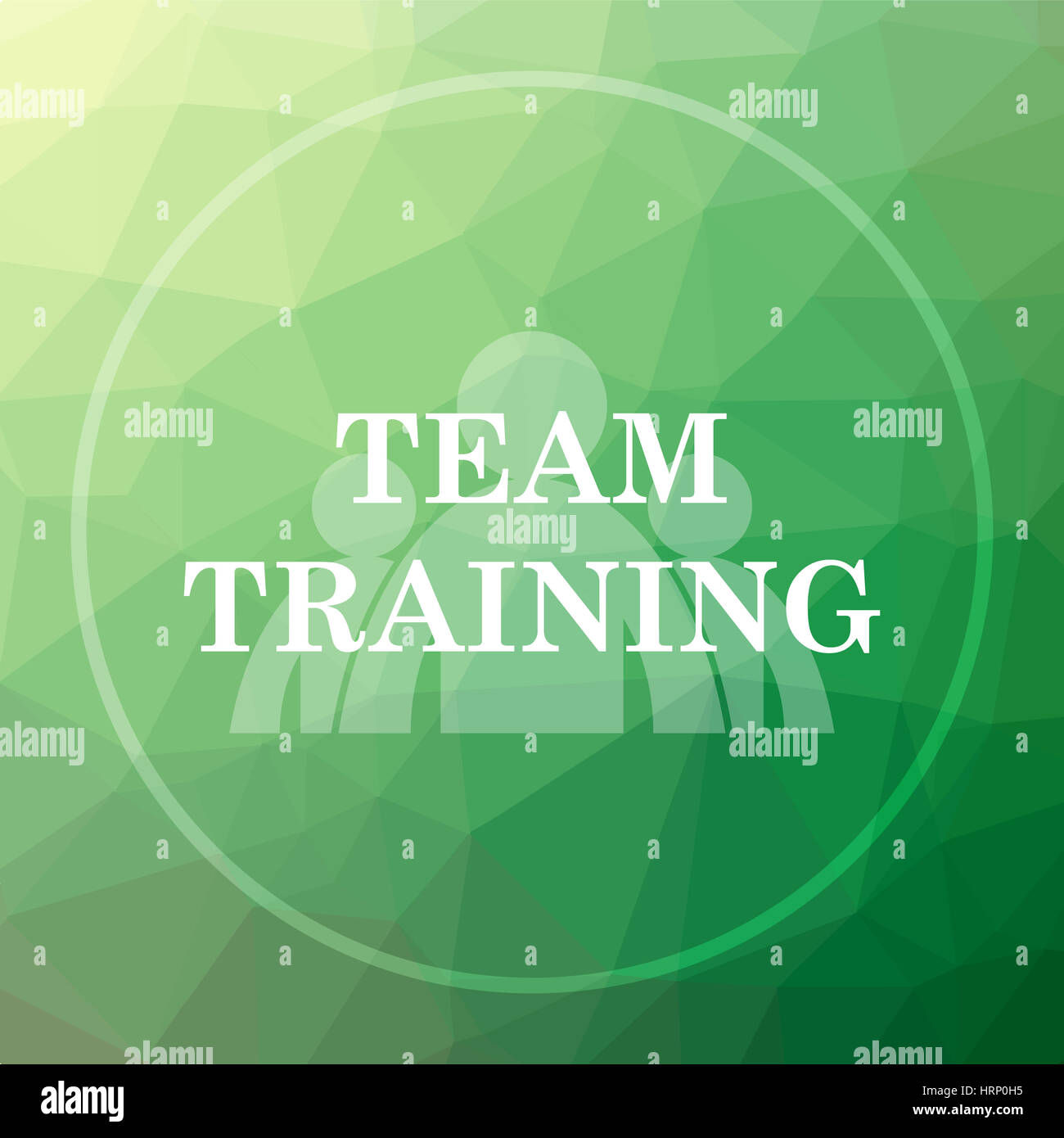 Team training icon. Team training website button on green low poly ...
