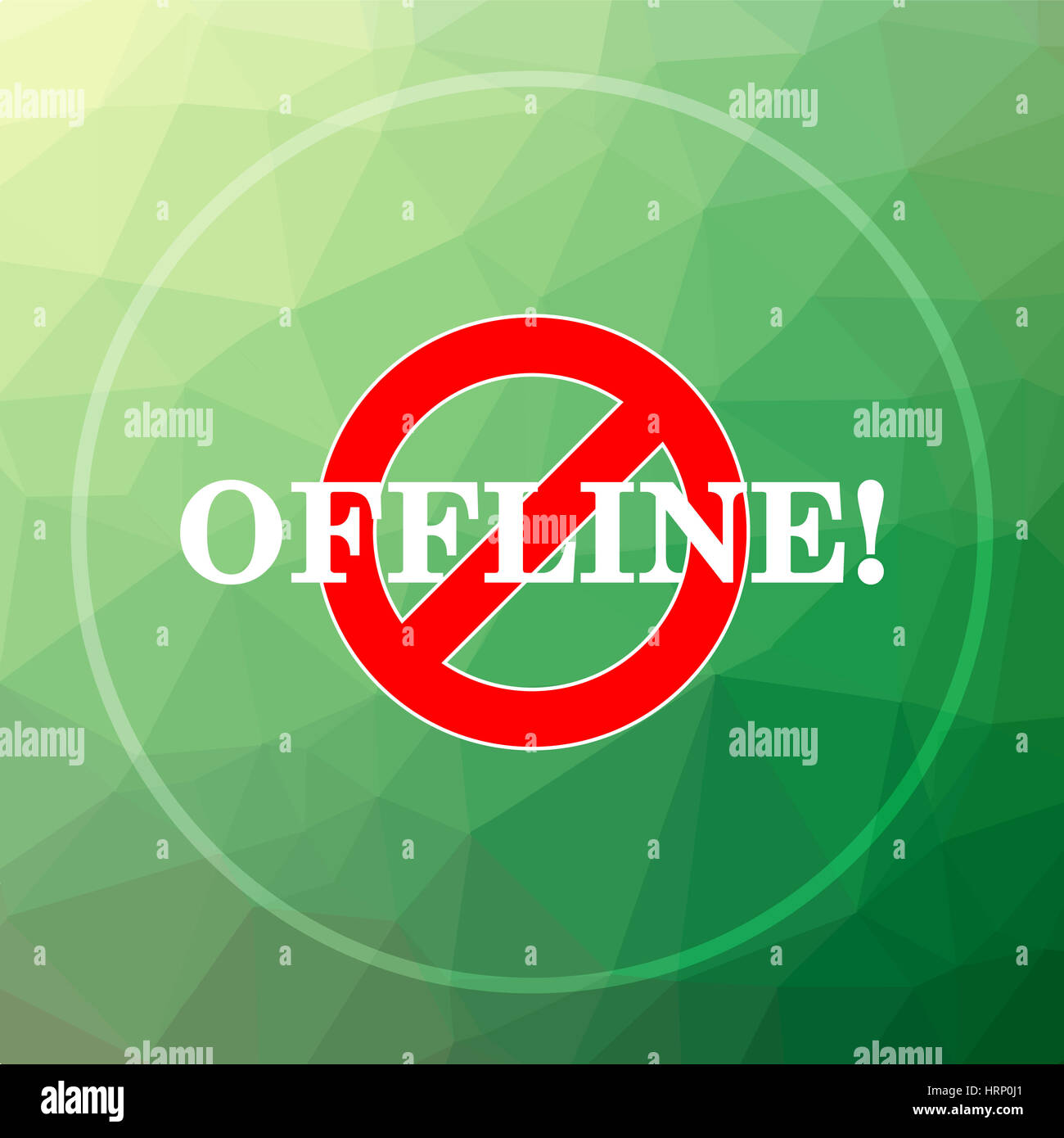 Offline icon. Offline website button on green low poly background Stock ...
