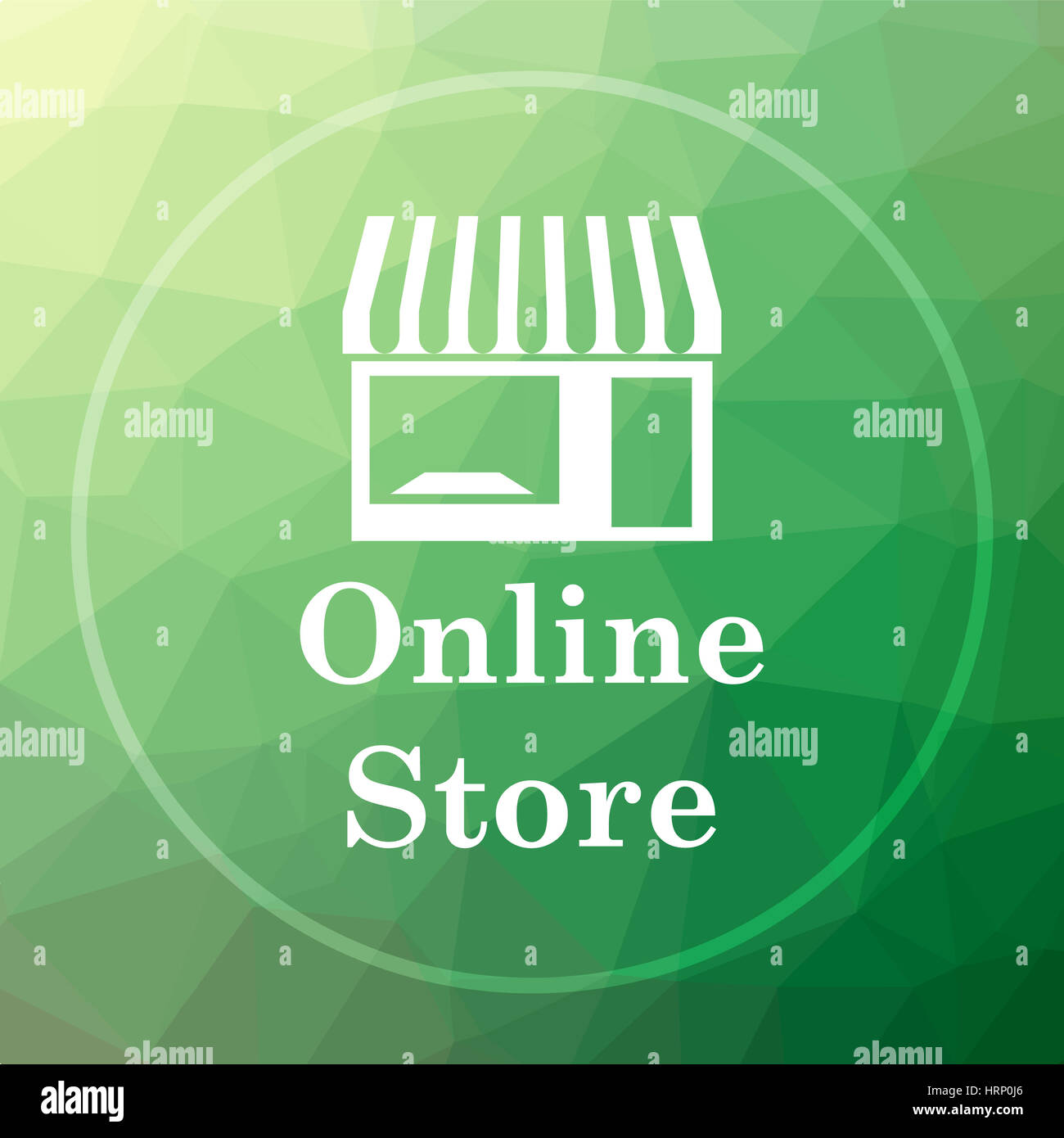 Online store icon. Online store website button on green low poly ...