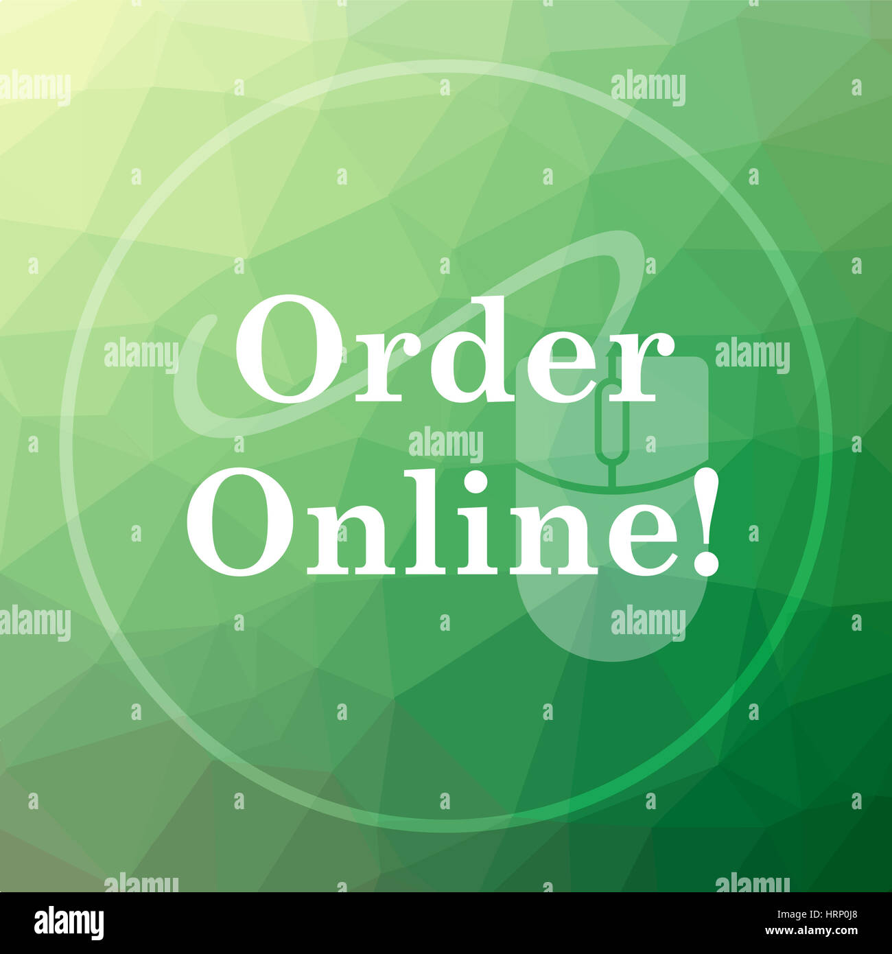 Order online icon. Order online website button on green low poly background Stock Photo - Alamy