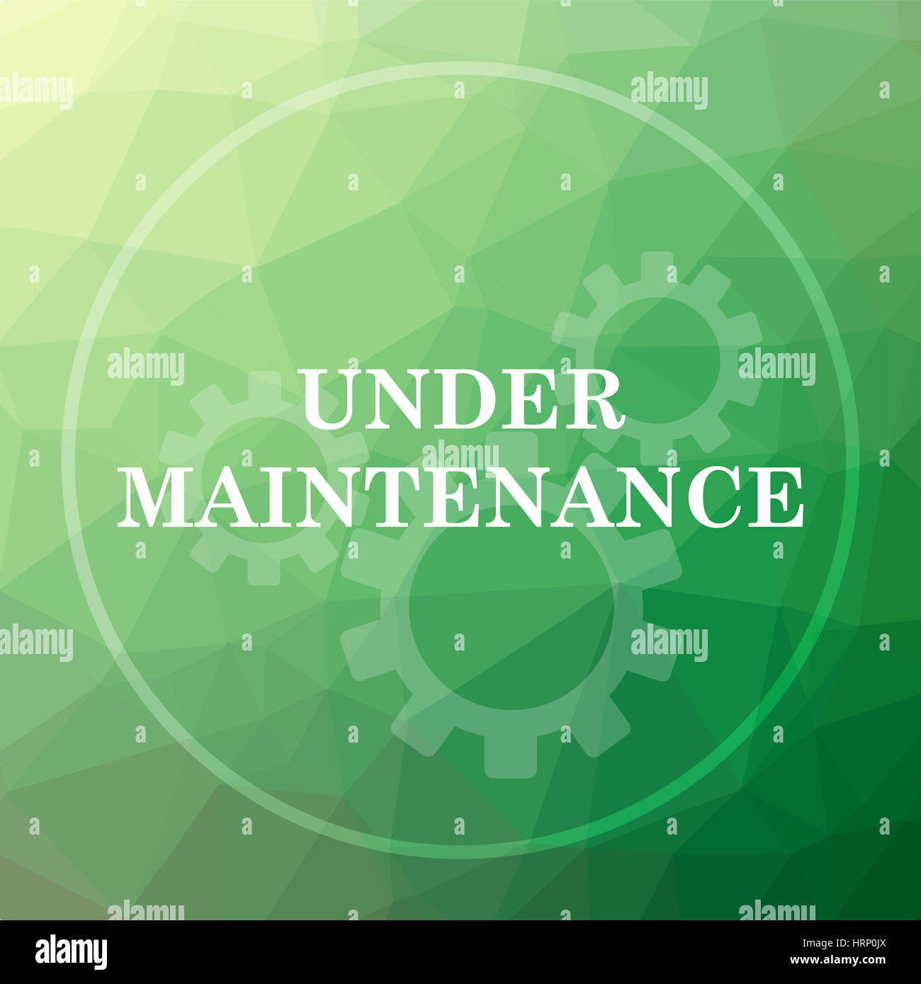 Under maintenance icon. Under maintenance website button on green low ...