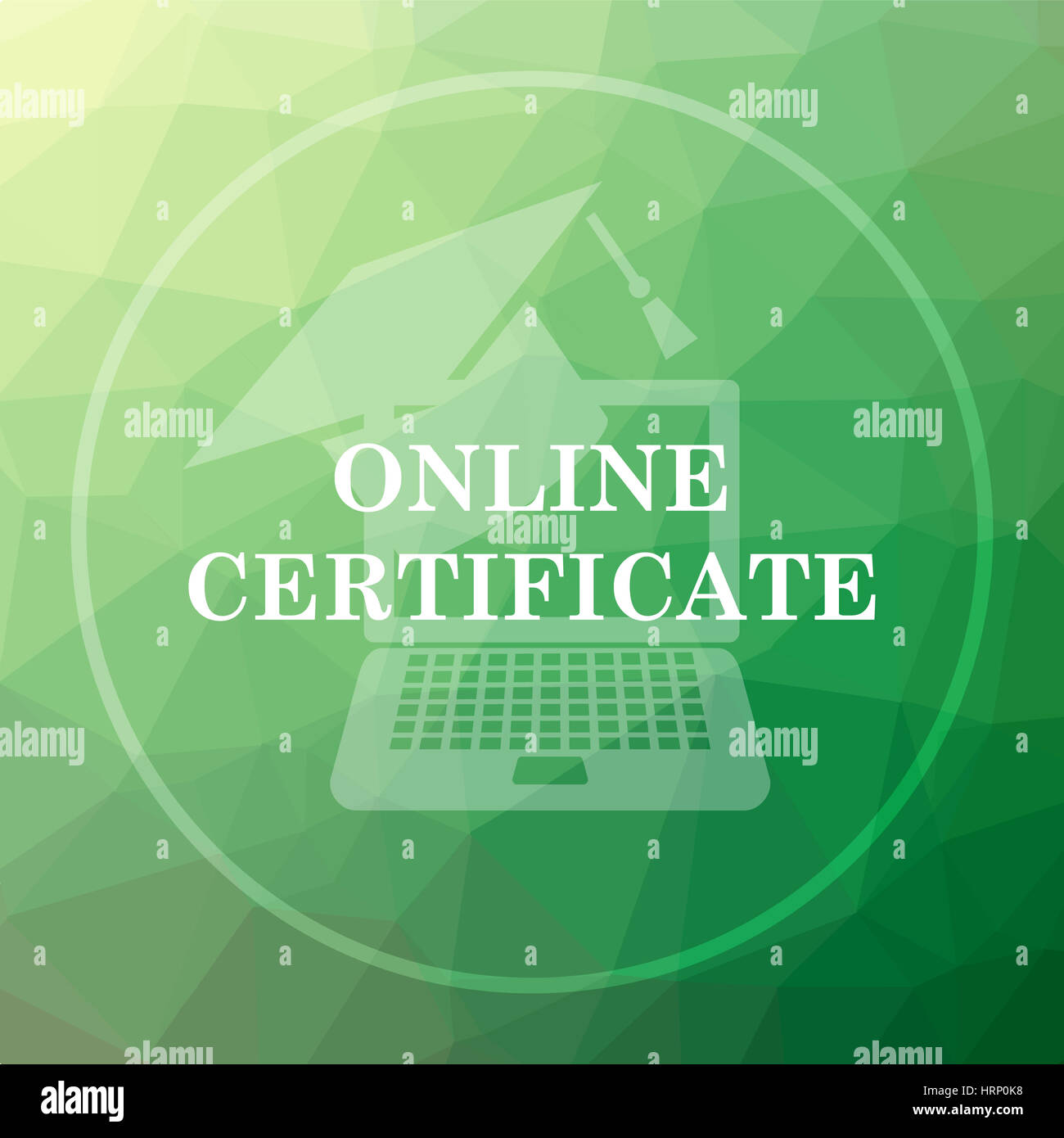 Online certificate icon. Online certificate website button on green low ...