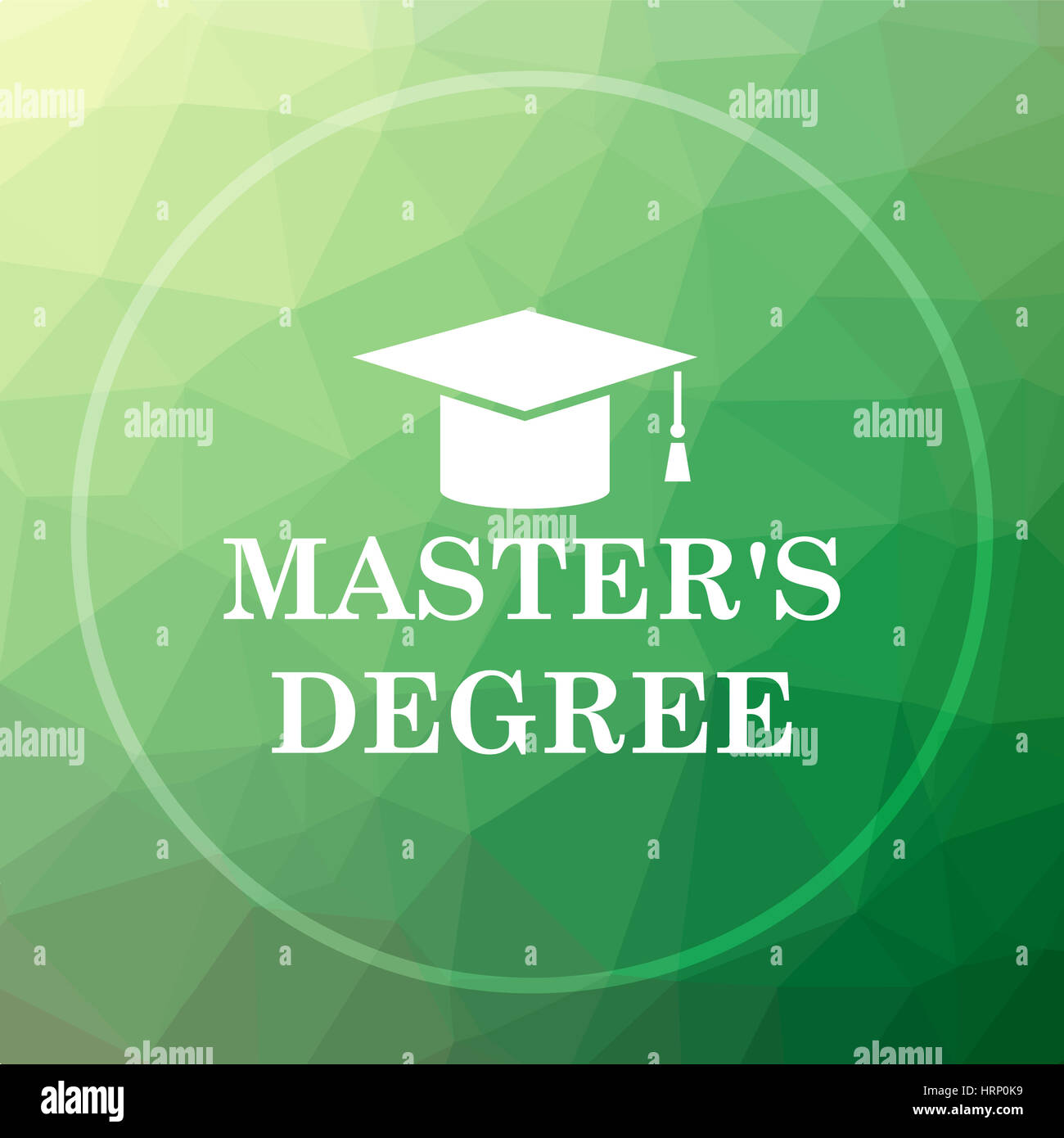 Master's degree icon. Master's degree website button on green low poly ...
