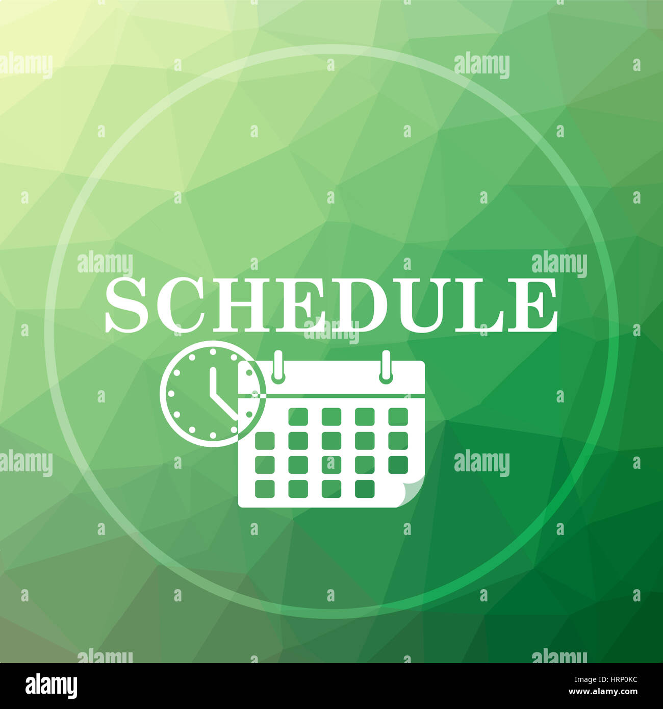 Schedule icon. Schedule website button on green low poly background ...