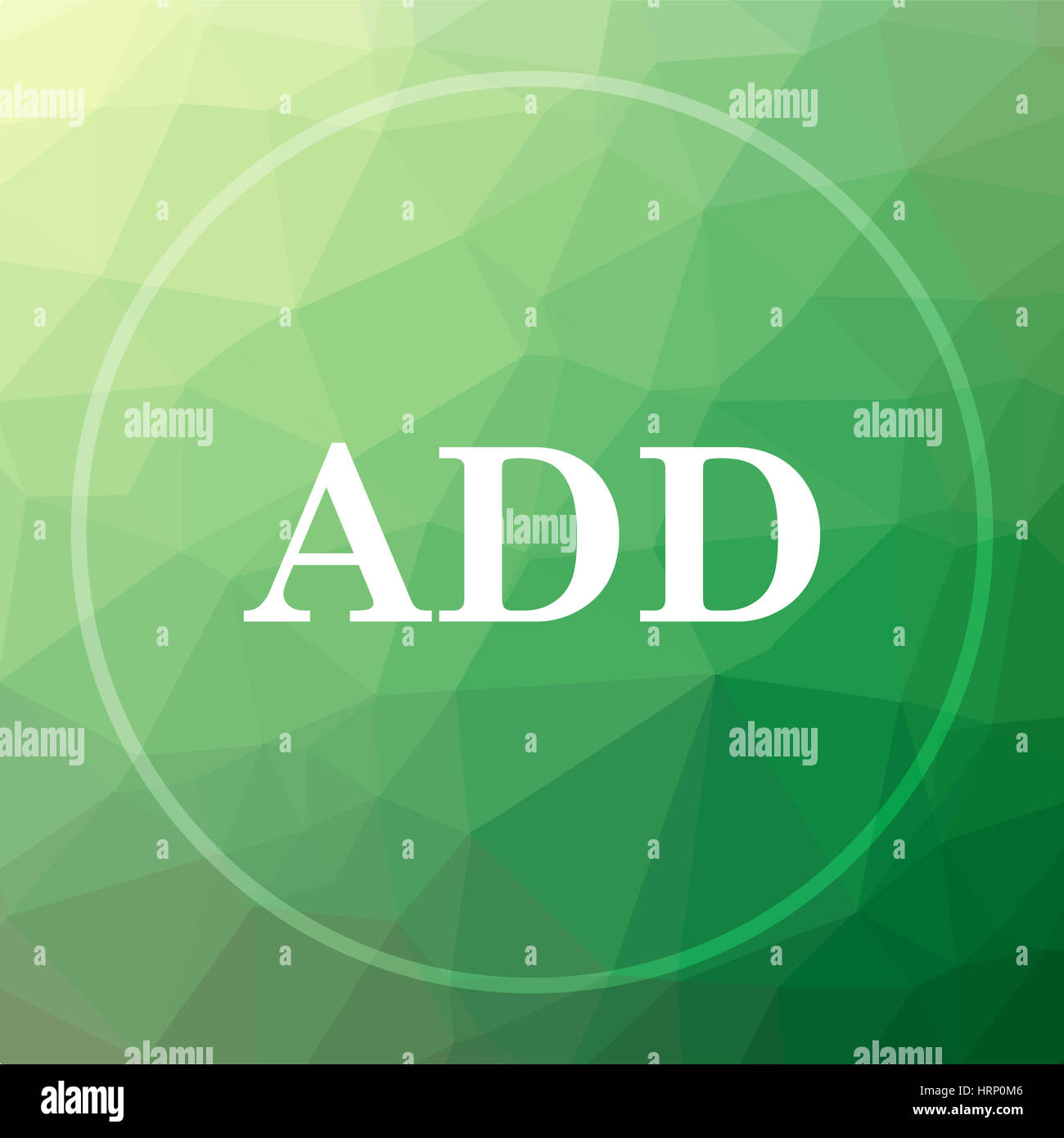 Add icon. Add website button on green low poly background Stock Photo ...