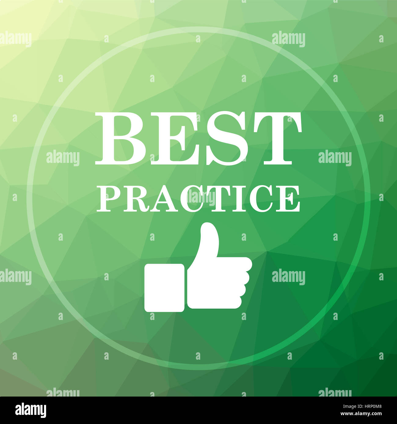 Best practice icon. Best practice website button on green low poly ...