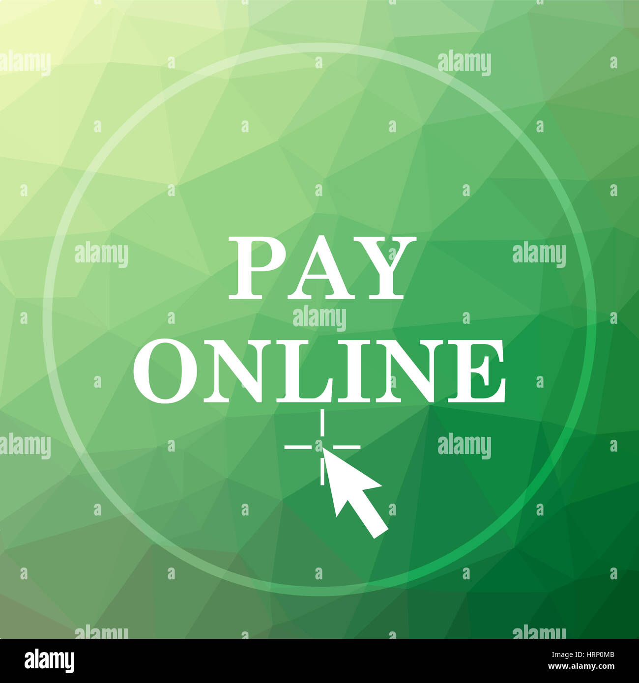 Pay online icon. Pay online website button on green low poly background ...