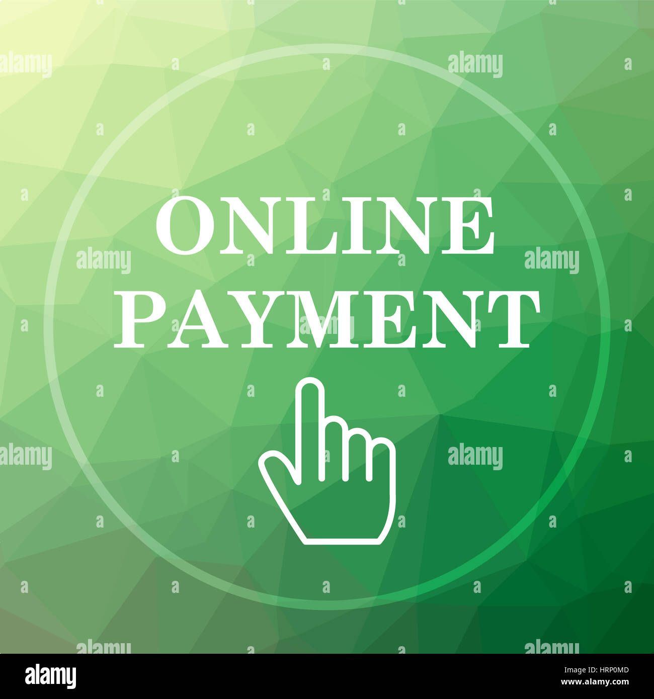 Online payment icon. Online payment website button on green low poly ...
