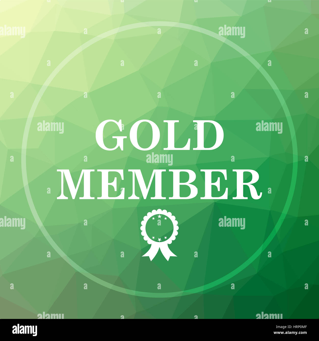 Gold member icon. Gold member website button on green low poly ...