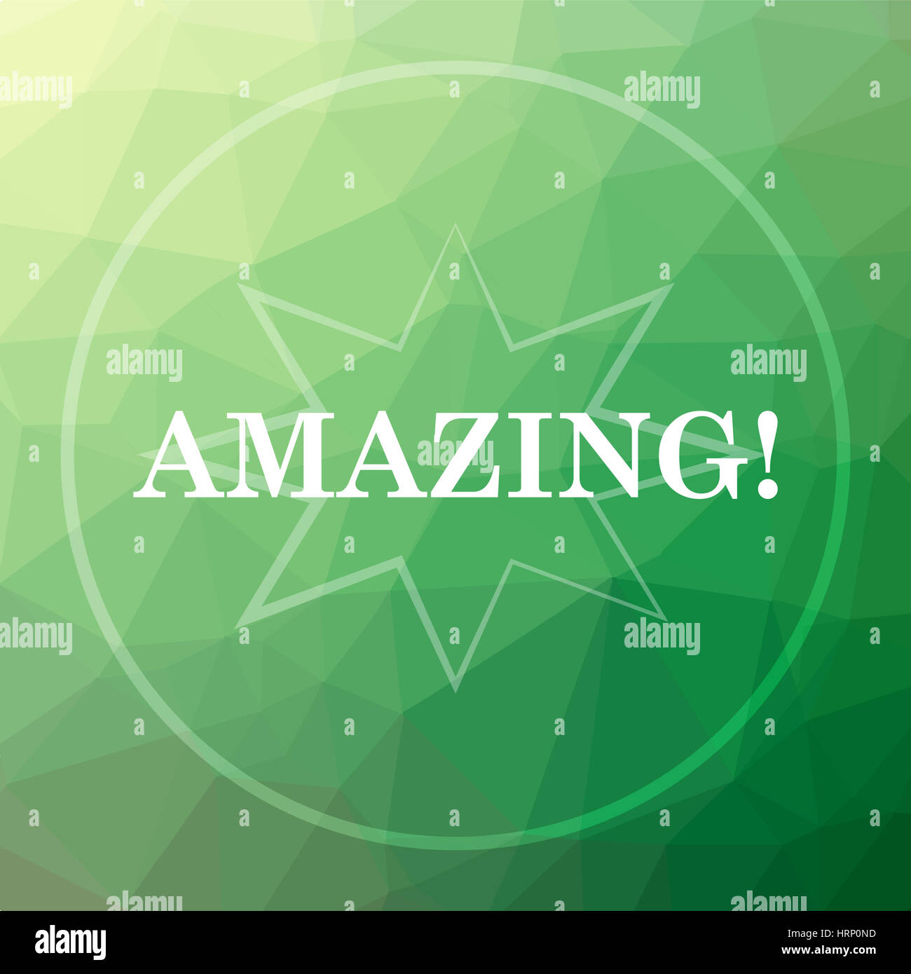 Amazing icon. Amazing website button on green low poly background Stock ...