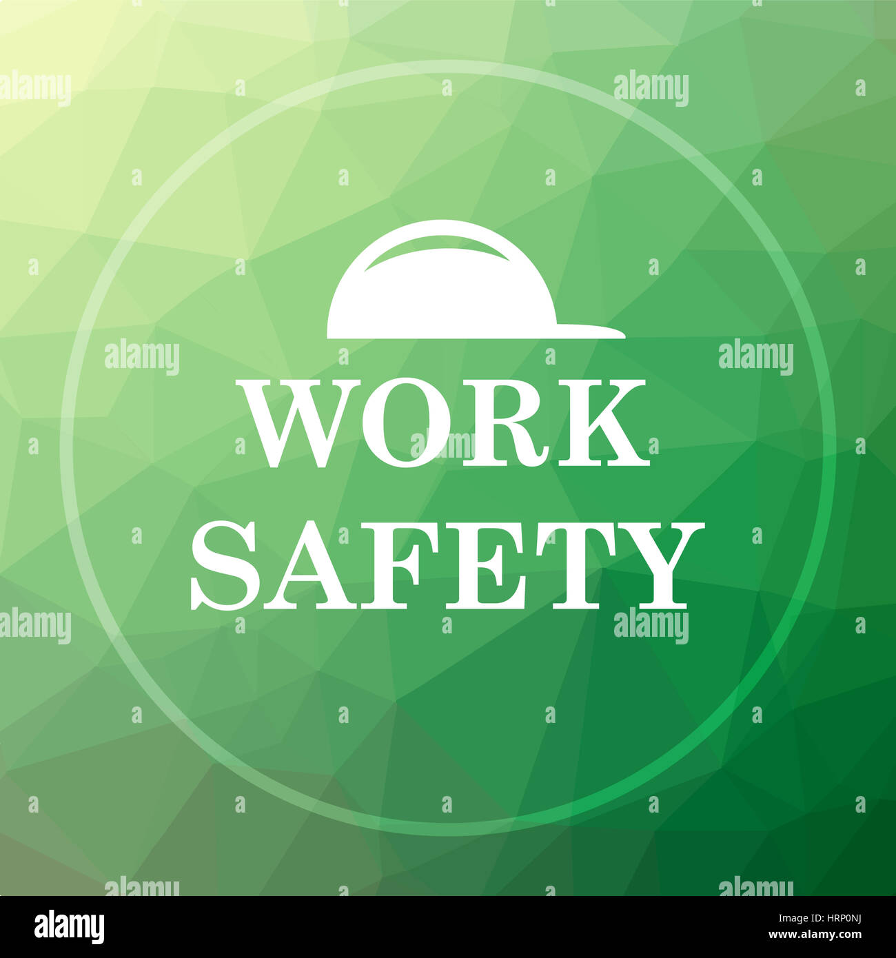 Work safety icon. Work safety website button on green low poly ...