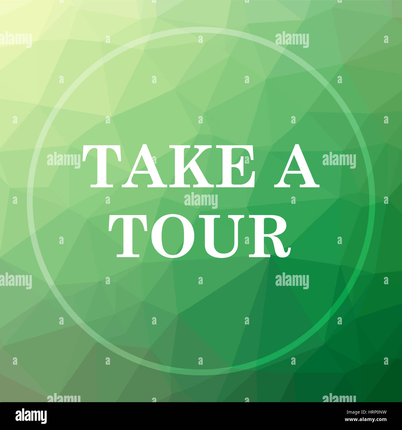 Take a tour icon. Take a tour website button on green low poly ...