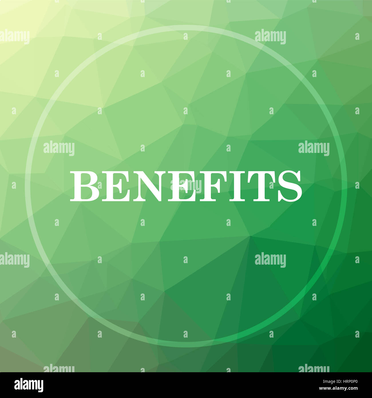 Benefits icon. Benefits website button on green low poly background ...