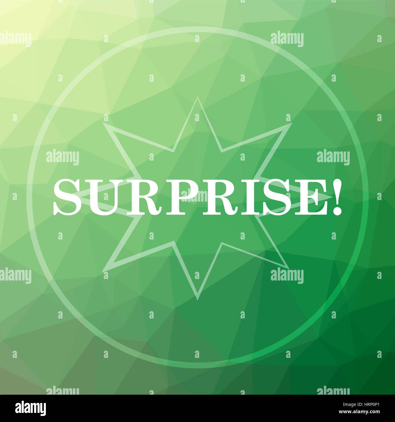 Surprise icon. Surprise website button on green low poly background ...