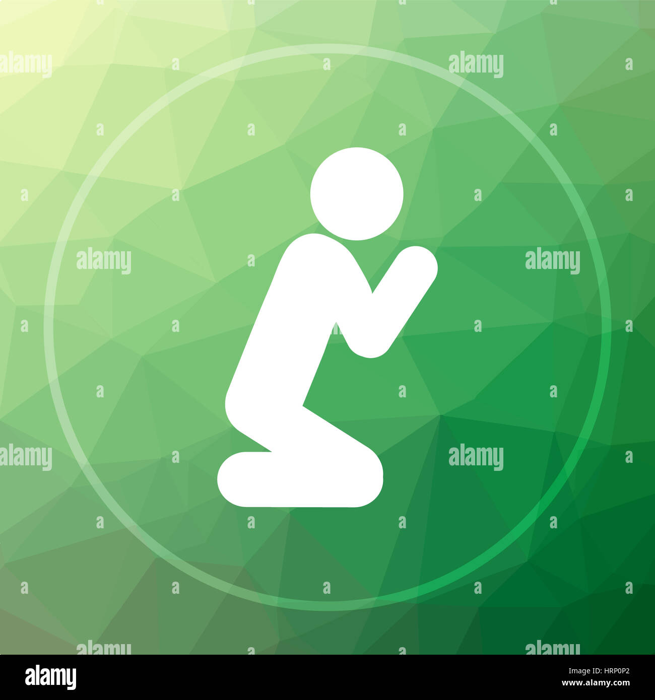 Prayer icon. Prayer website button on green low poly background Stock ...