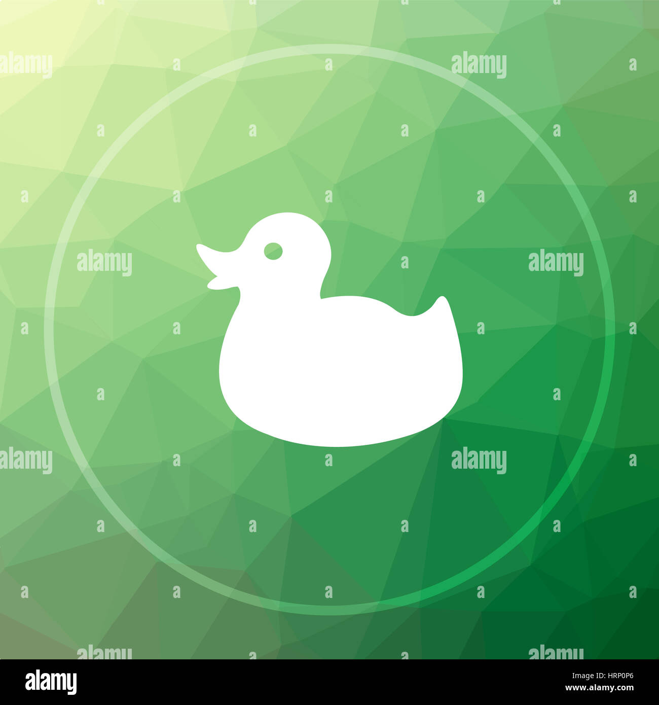 Duck icon. Duck website button on green low poly background Stock Photo ...