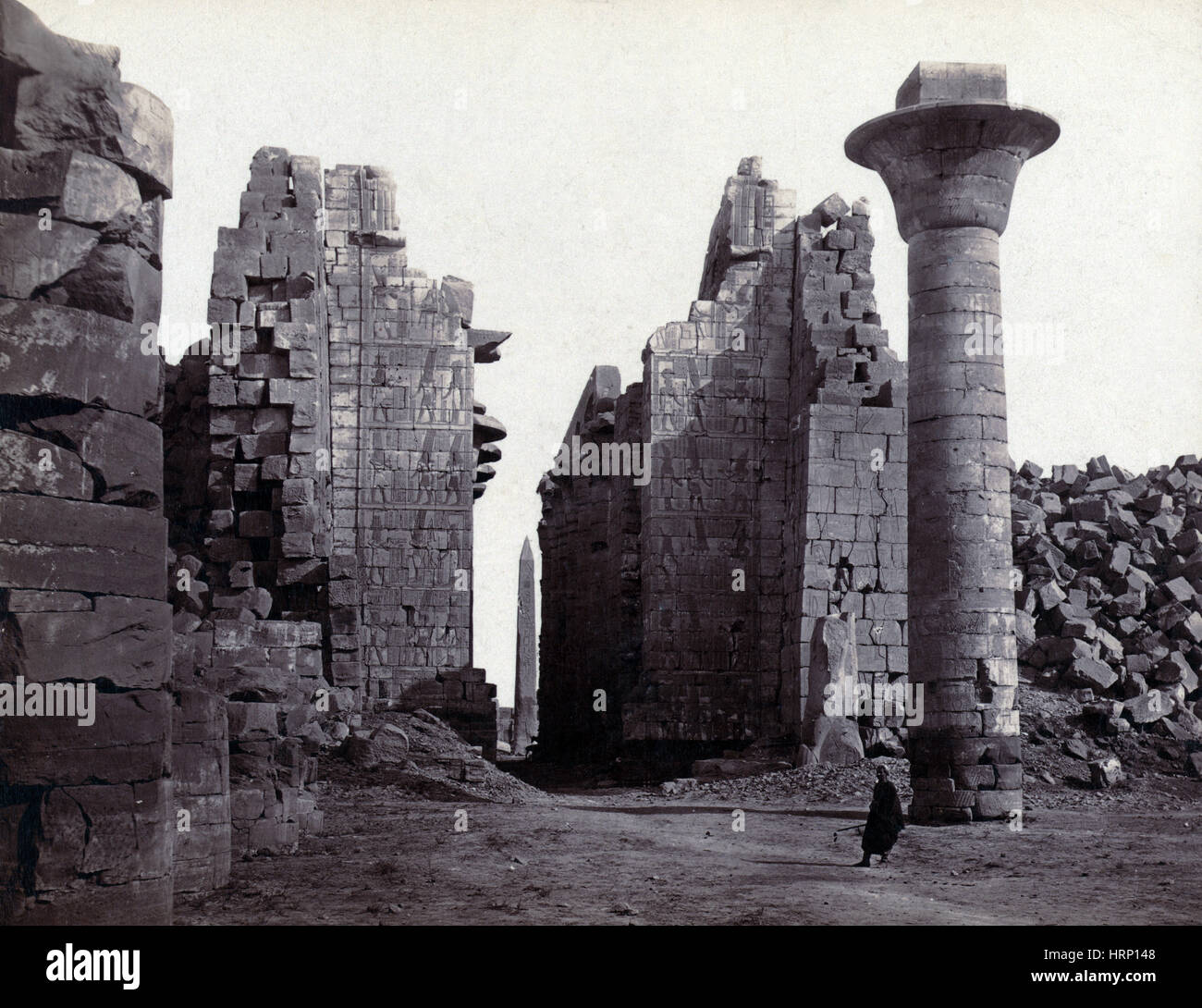 Karnak, Court of Sheshonk I, 1850s Stock Photo - Alamy