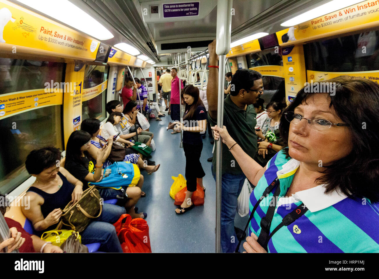Subway, passengers in the subway, Singapore, Asia, Singapore Stock ...