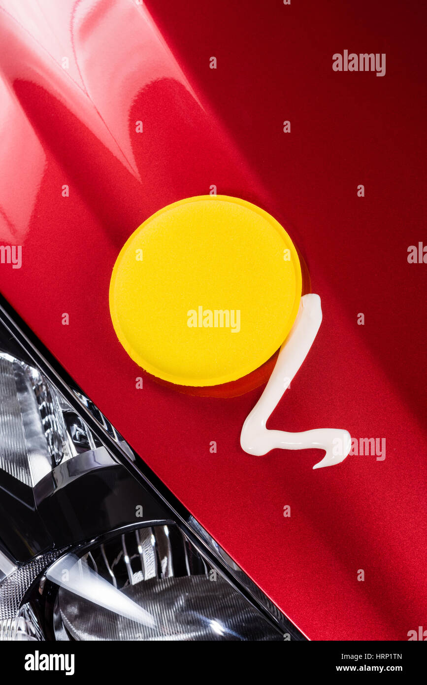 car care concept, polishing the red car Stock Photo - Alamy