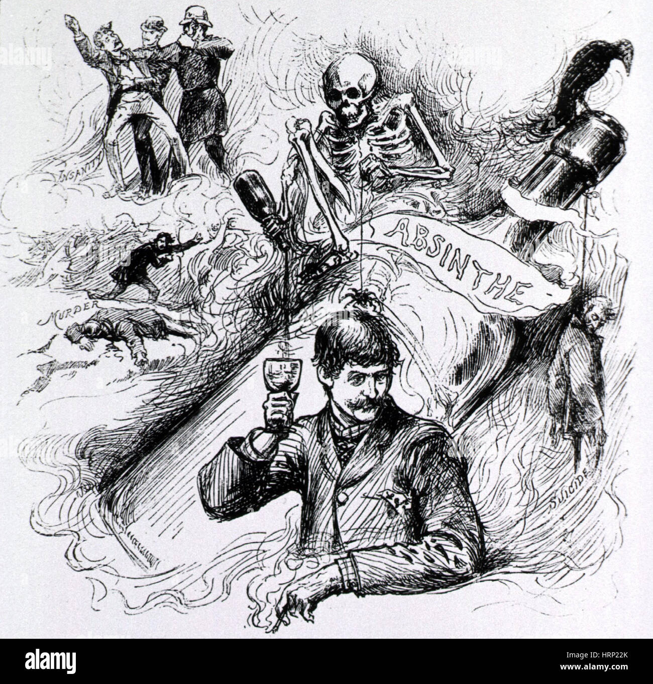 Absinthe, Insanity, Murder and Suicide, 1883 Stock Photo - Alamy