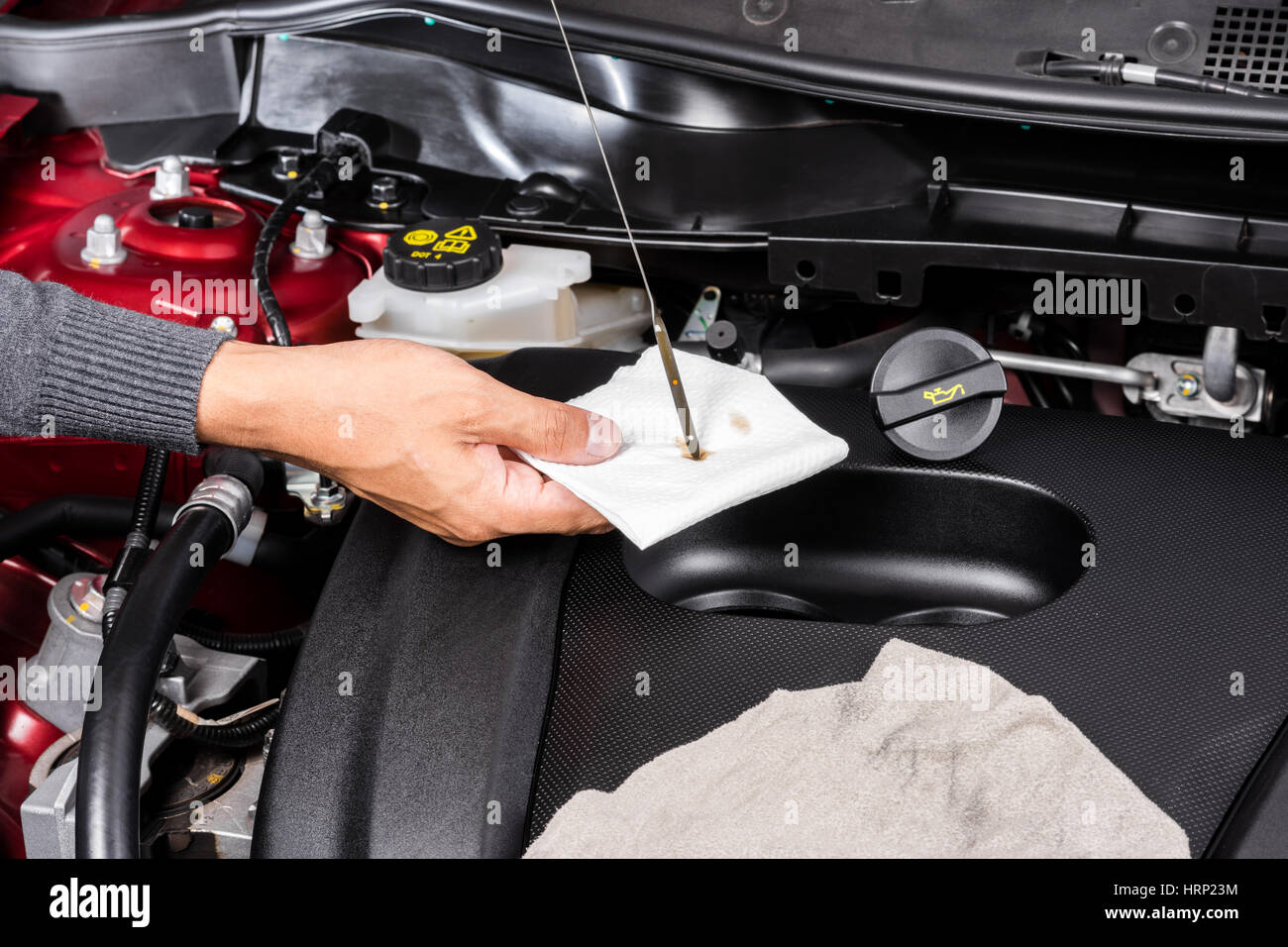 car maintenance, check the engine oil level, car maintenance concept ...