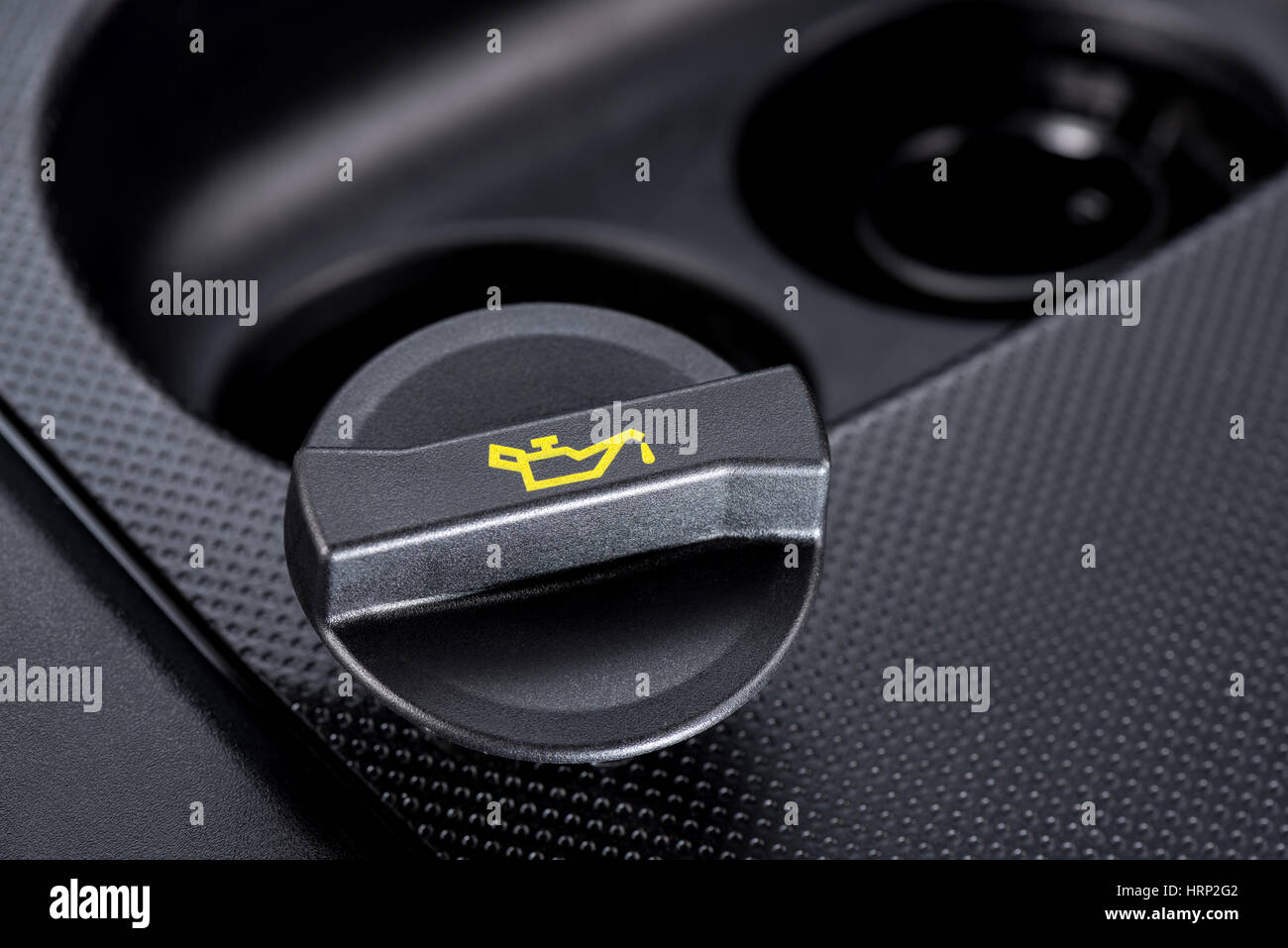 closeup engine oil cap in engine room, car maintenance concept Stock ...