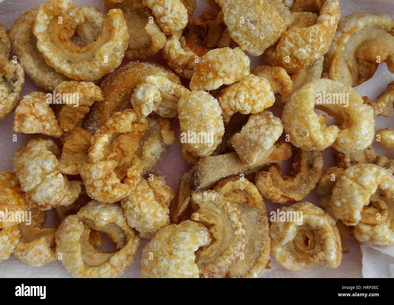A portion of well crispy fried pork skin Stock Photo - Alamy