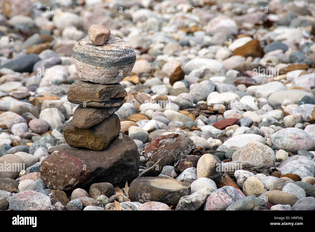 stack of balanced rocks in stone landscaping Stock Photo - Alamy