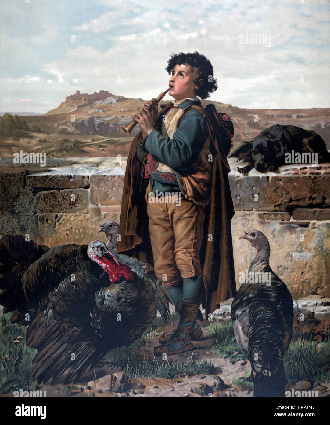 Gathering the Flock, Thanksgiving Turkeys, 1873 Stock Photo - Alamy