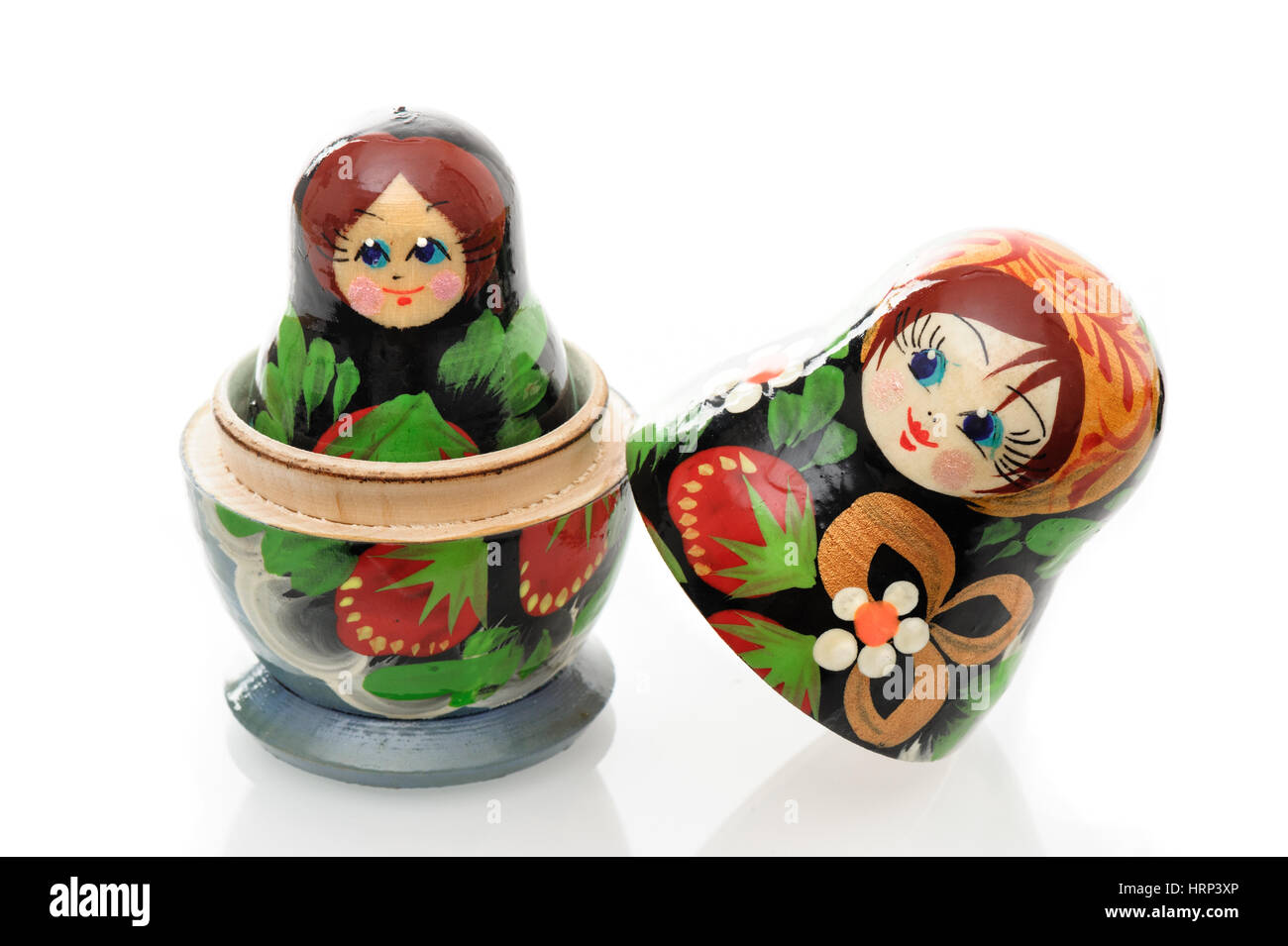 set of matryoshka or babushkas, Russian nesting dolls isolated on white ...